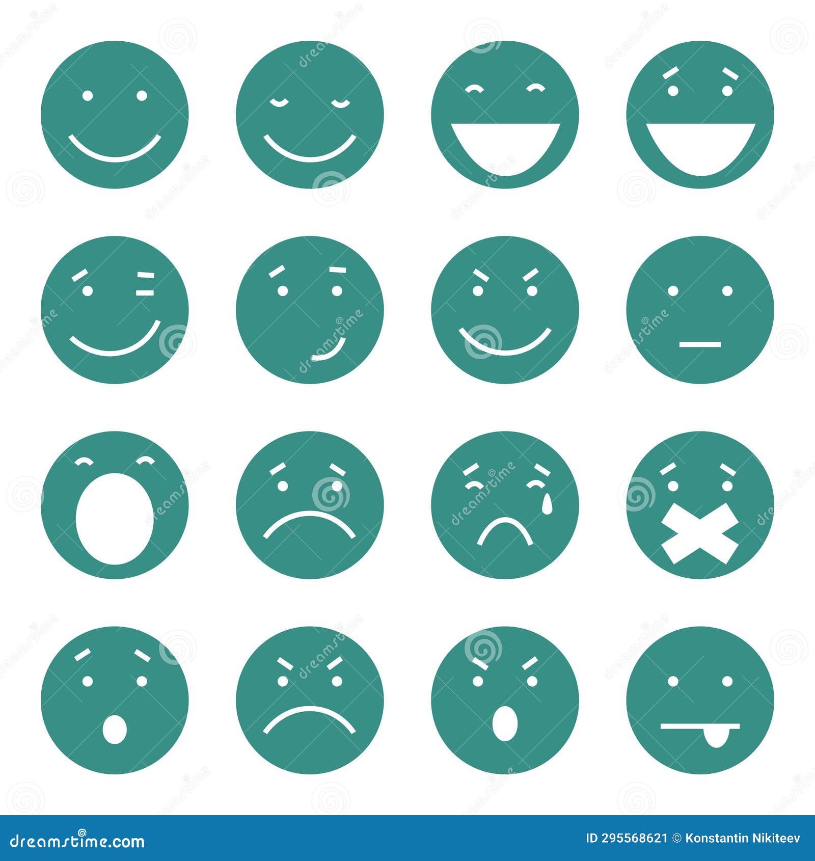 Vector Set of 16 Green Emoticons Stock Vector - Illustration of chat ...