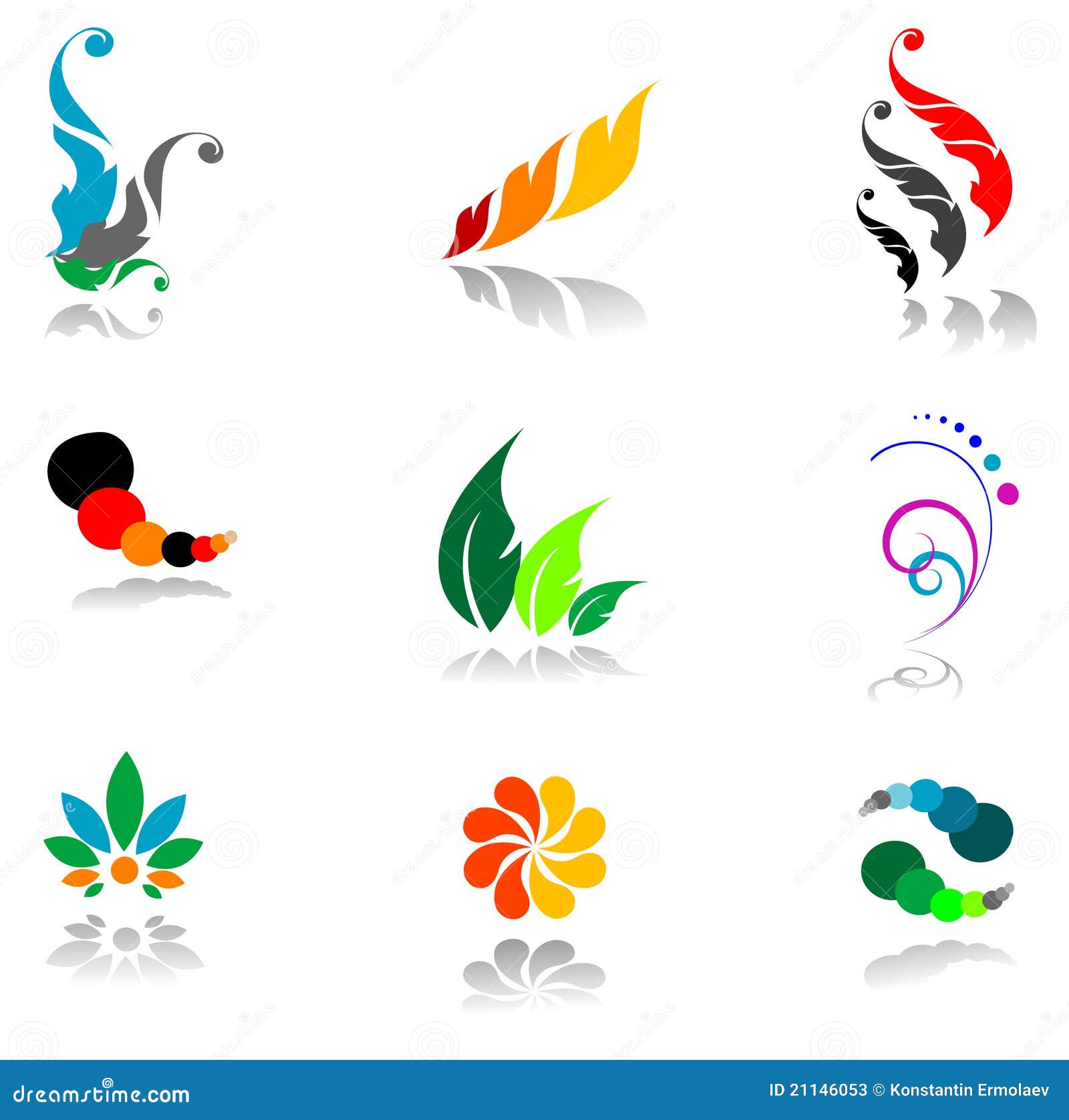 Vector Set of 9 Floral Symbols Stock Illustration - Illustration of ...