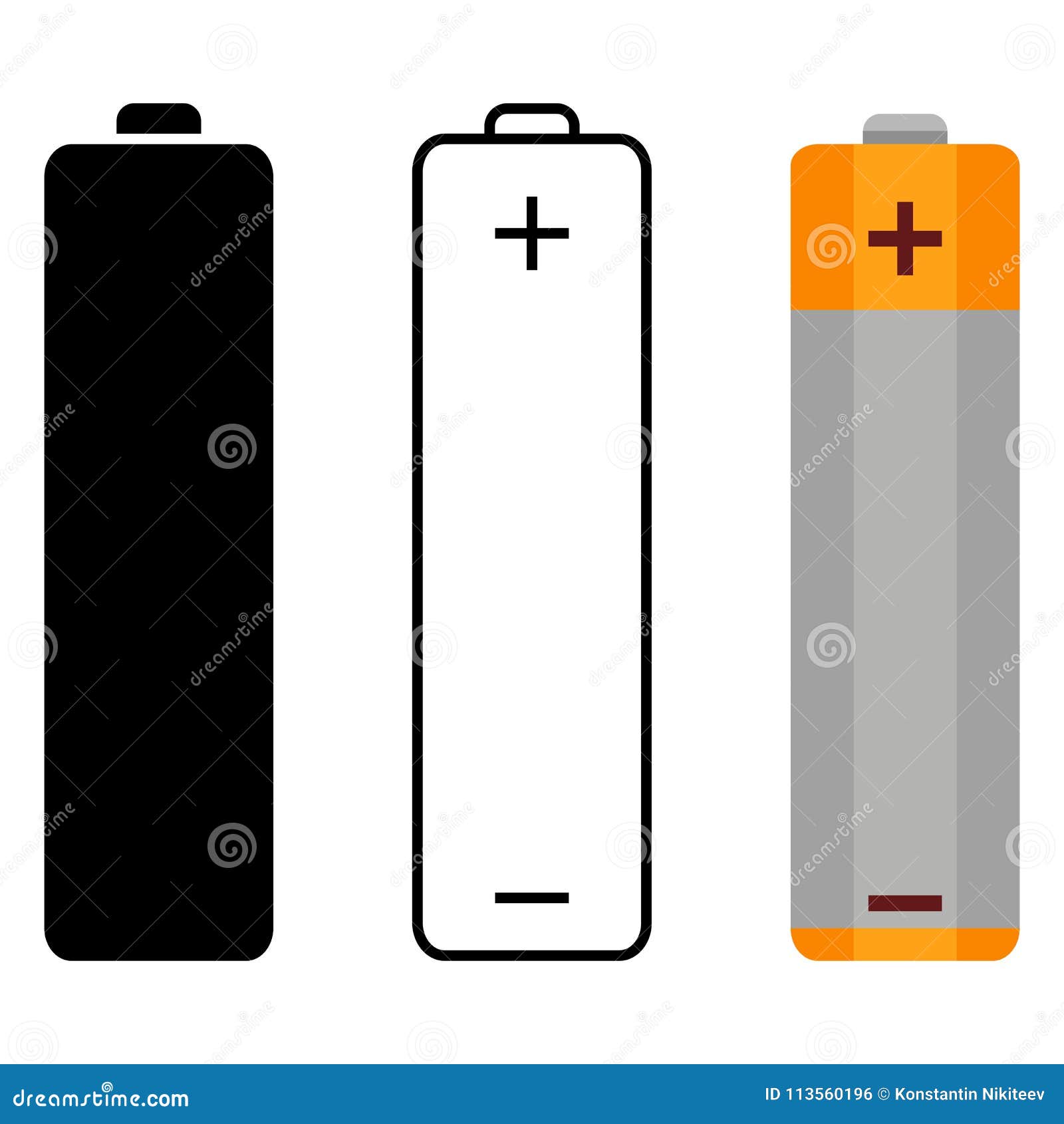 Vector Set of AA Type Battery Icons. Stock Vector - Illustration of ...