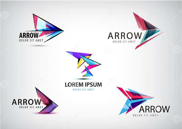 Vector Set of Abstract Arrow Logos, Pointer Stock Vector - Illustration ...