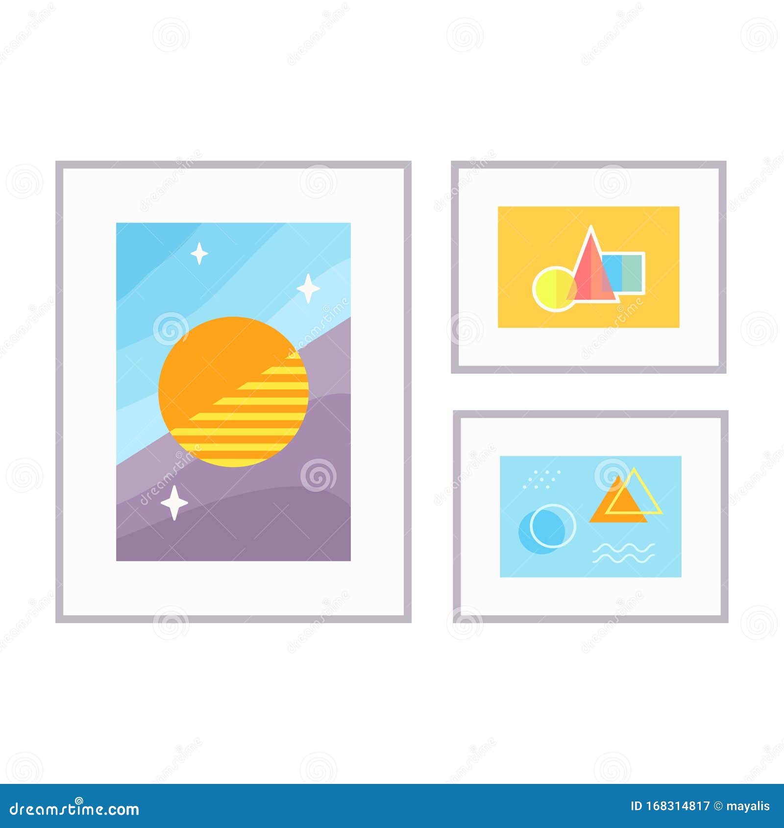Vector Set of Abstract Artworks in Frames Stock Vector - Illustration ...