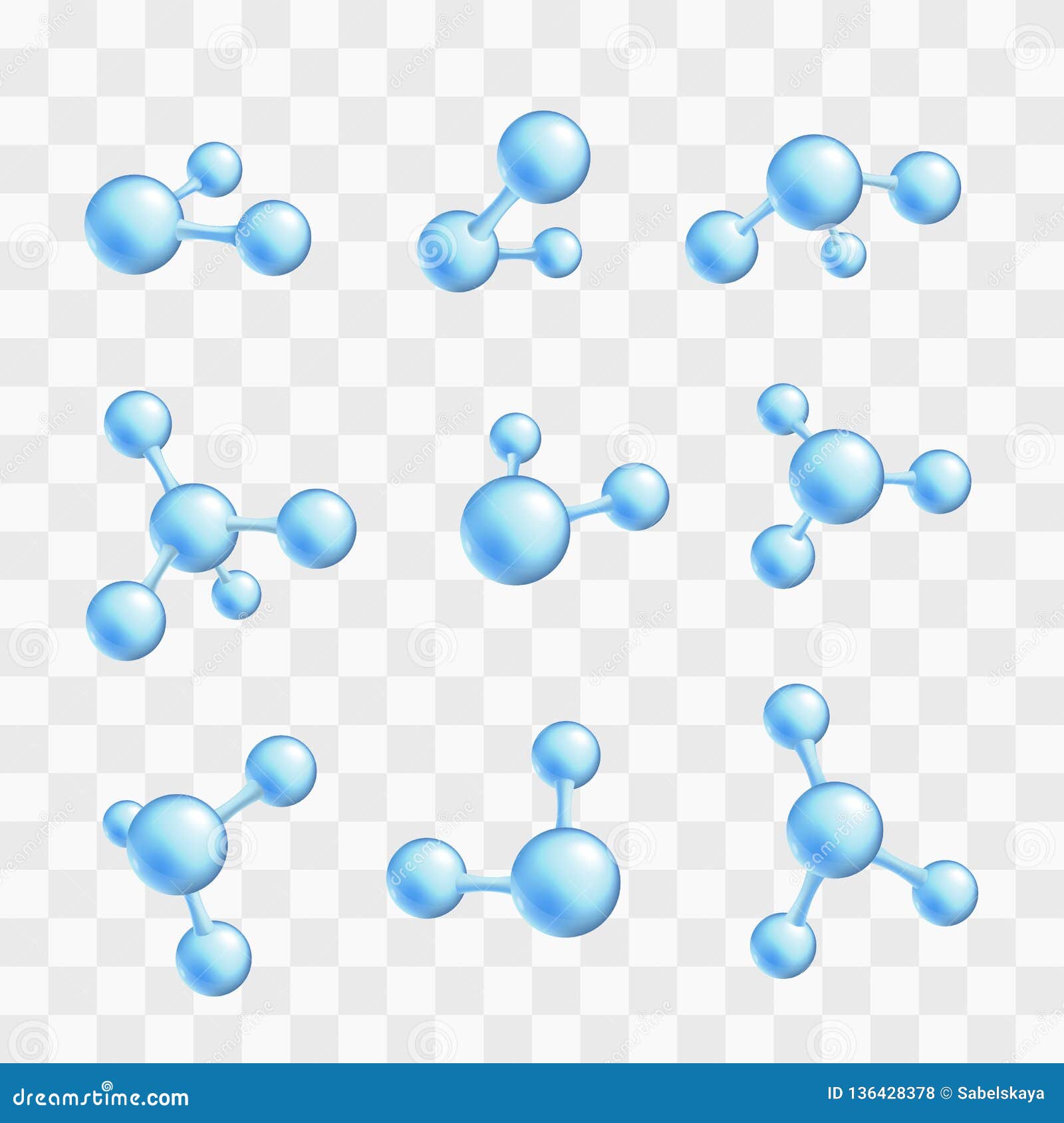 Vector Set of Abstract Atom Molecule Blue Stock Vector - Illustration ...