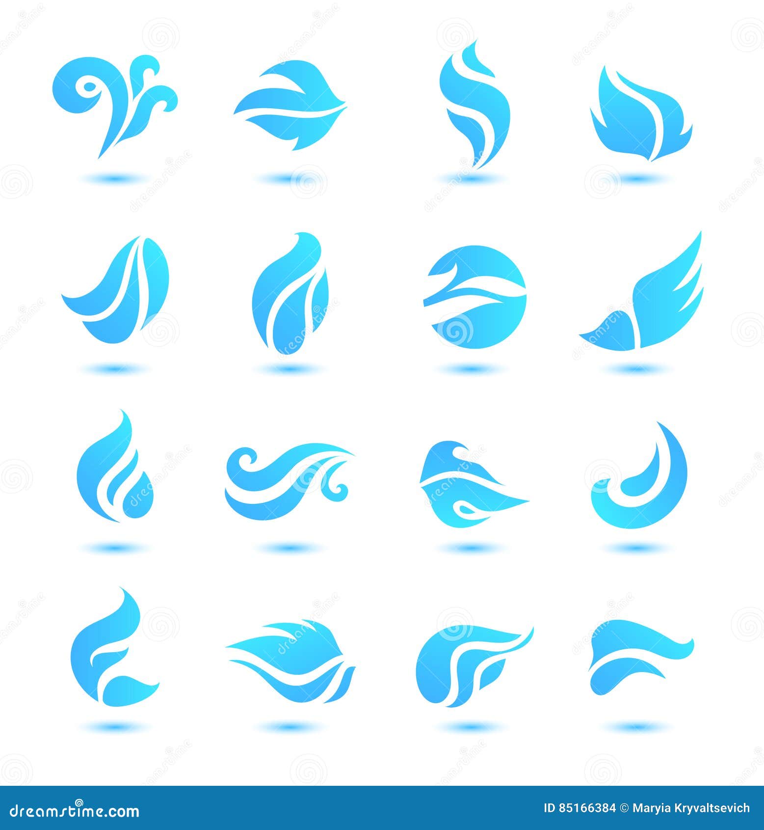 Vector Set of Abstract Blue Flow Logos, Water Icons, Splash Stock ...