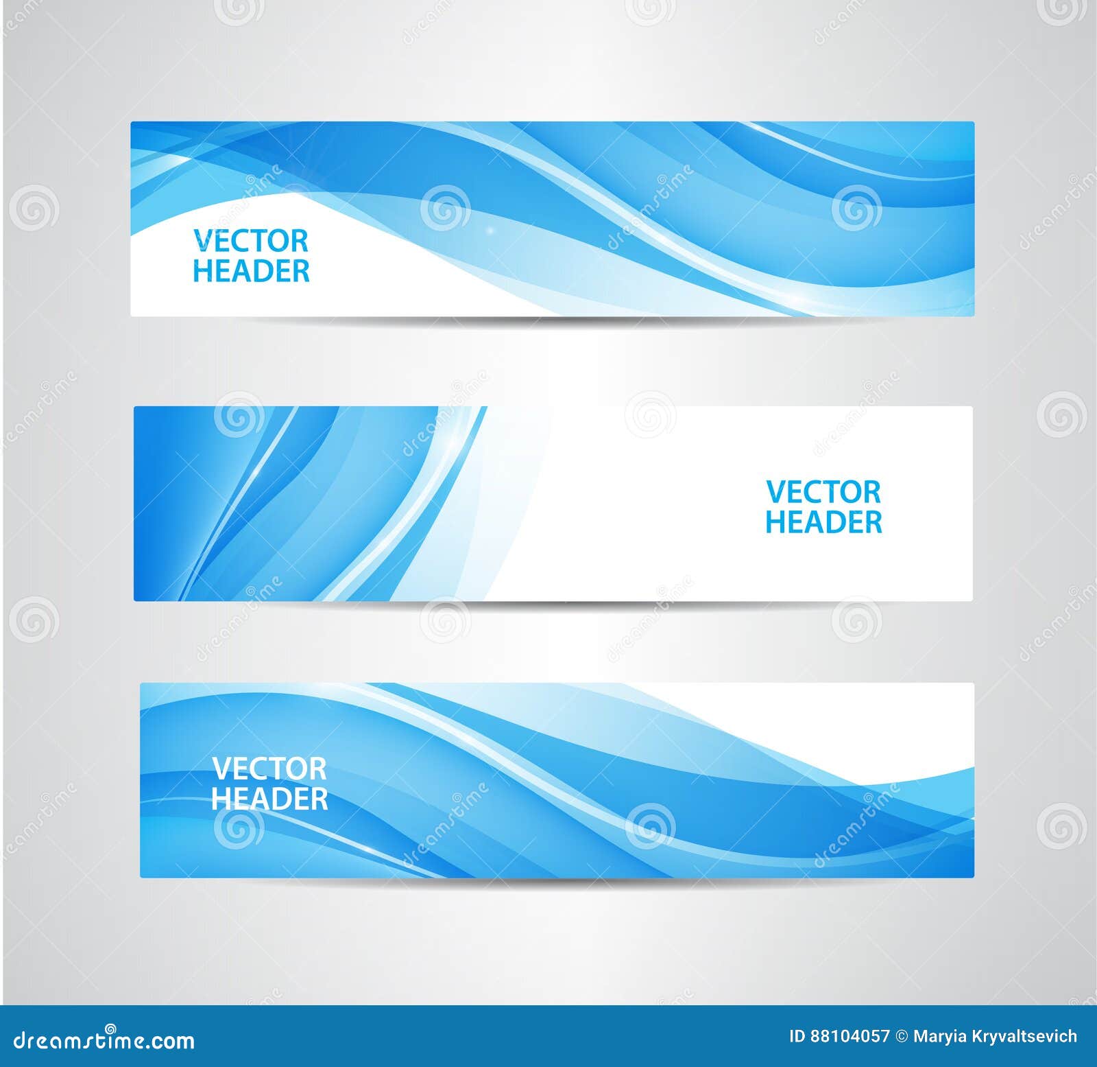 Vector Set Of Abstract Blue Wavy Headers, Water Flow Banners ...