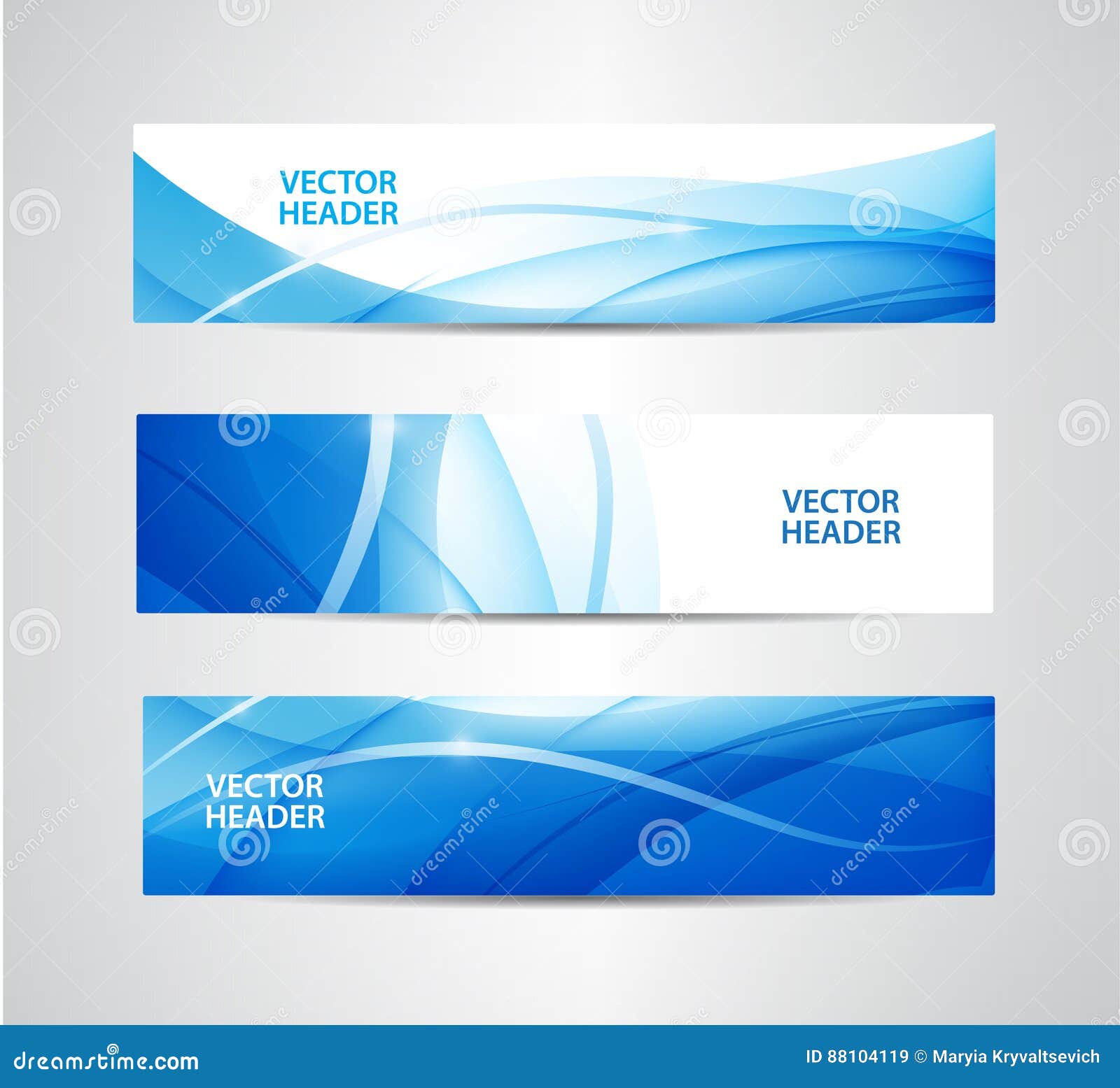 Vector Set Of Abstract Blue Wavy Headers, Water Flow Banners ...