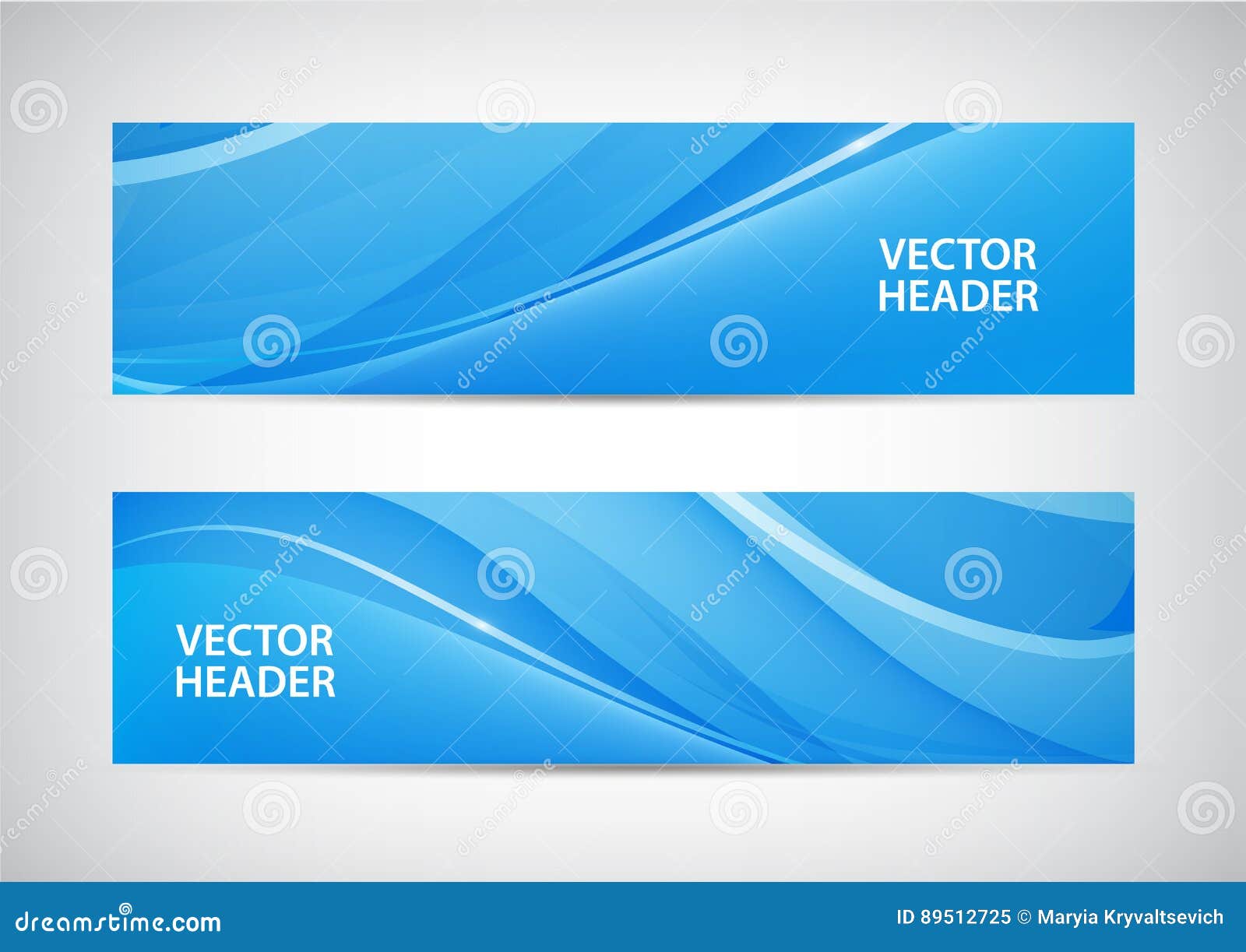 Vector Set Of Abstract Blue Wavy Headers, Water Flow Banners ...
