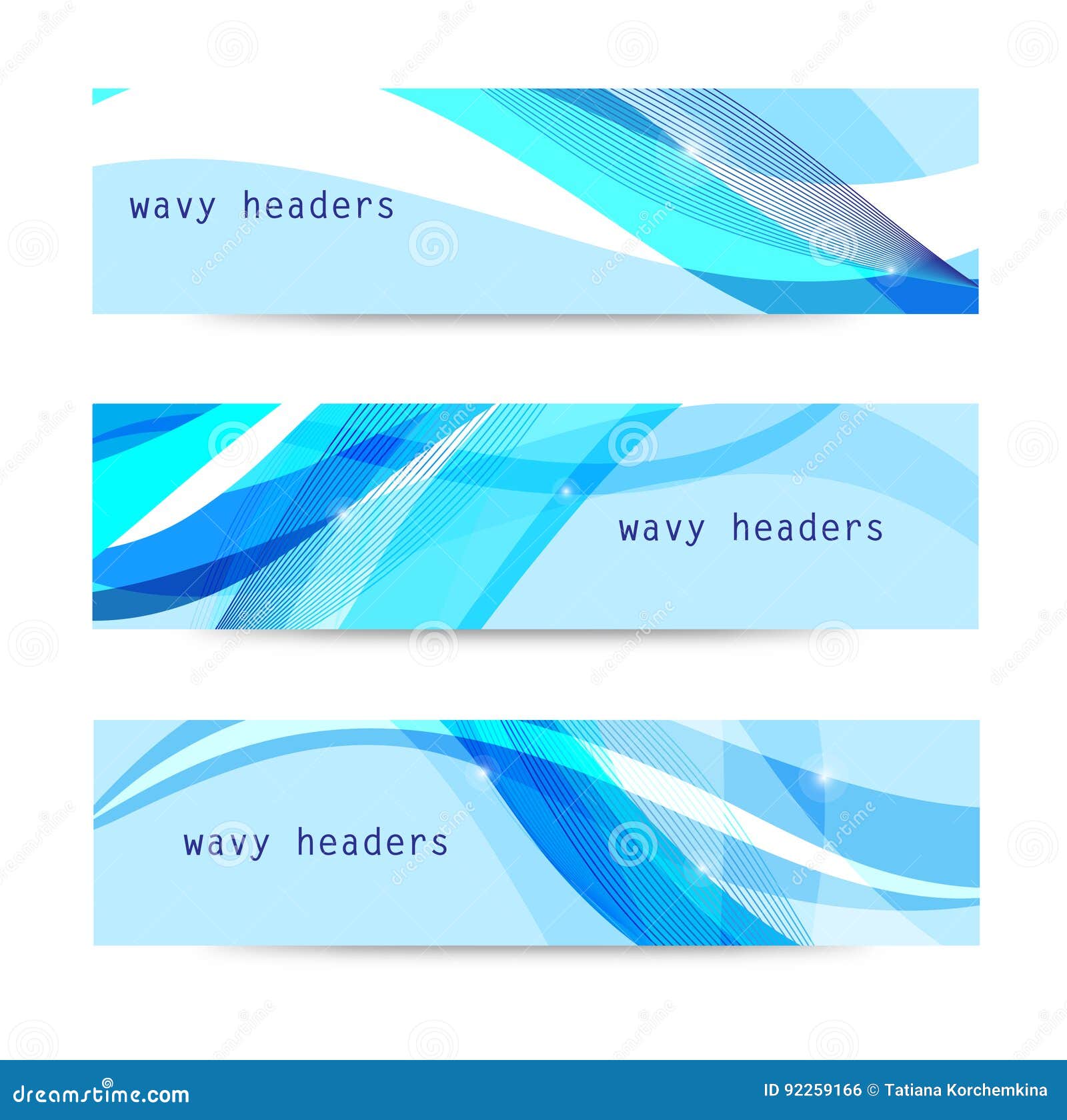 Vector Set of Abstract Blue Wavy Headers Stock Vector - Illustration of ...