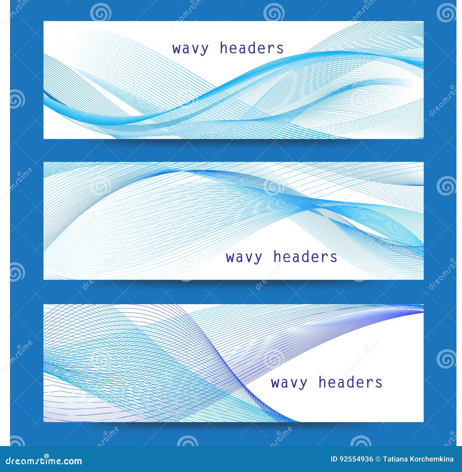 Vector Set of Abstract Blue Wavy Headers Stock Vector - Illustration of ...