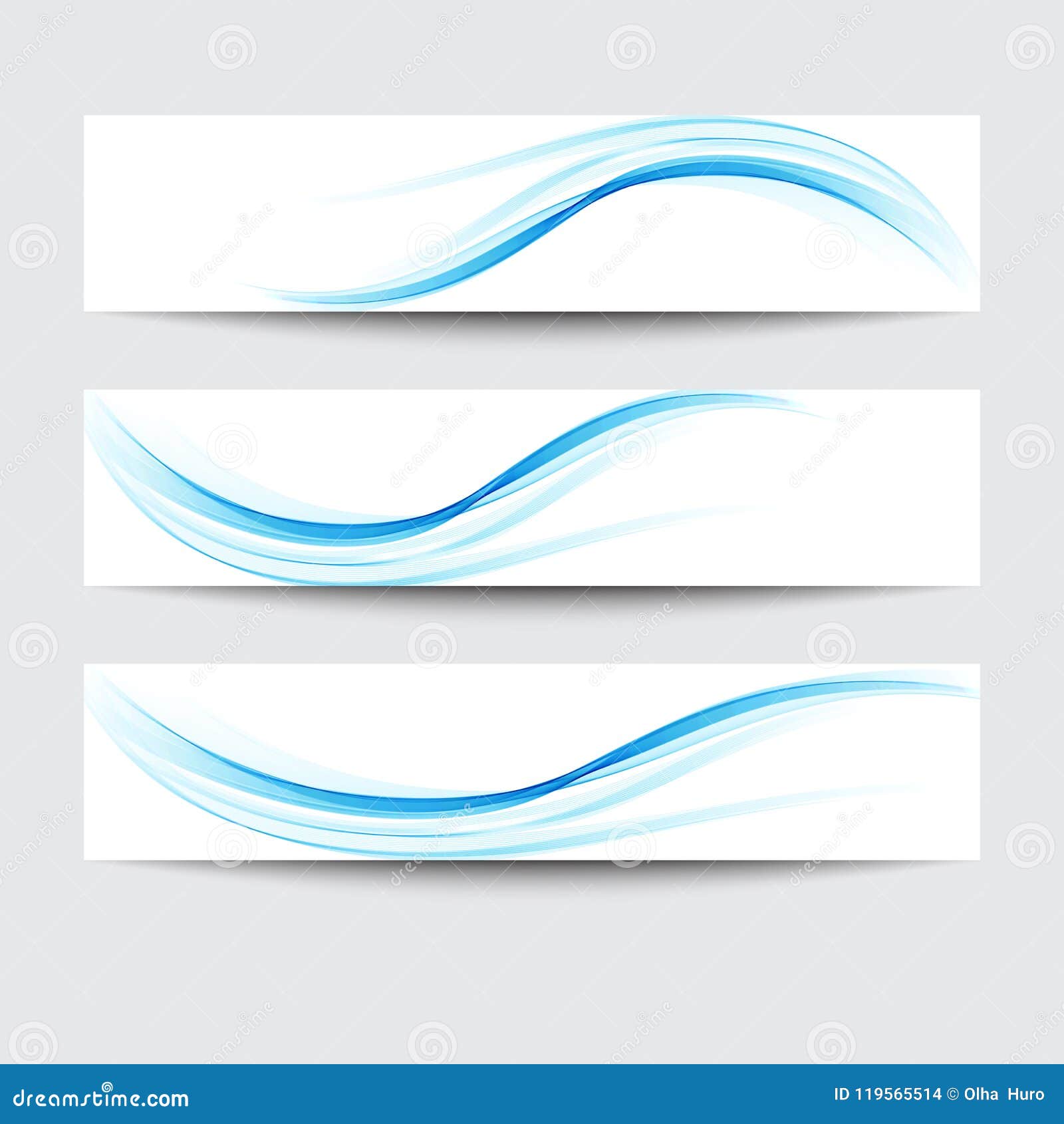 Vector Set Of Abstract Blue Wavy Headers, Water Flow Banners ...