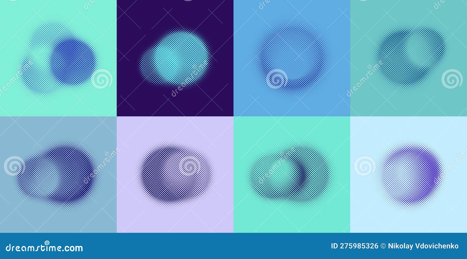 Vector Set of Abstract Blurred Halftone Circles. Gradient Spot with ...