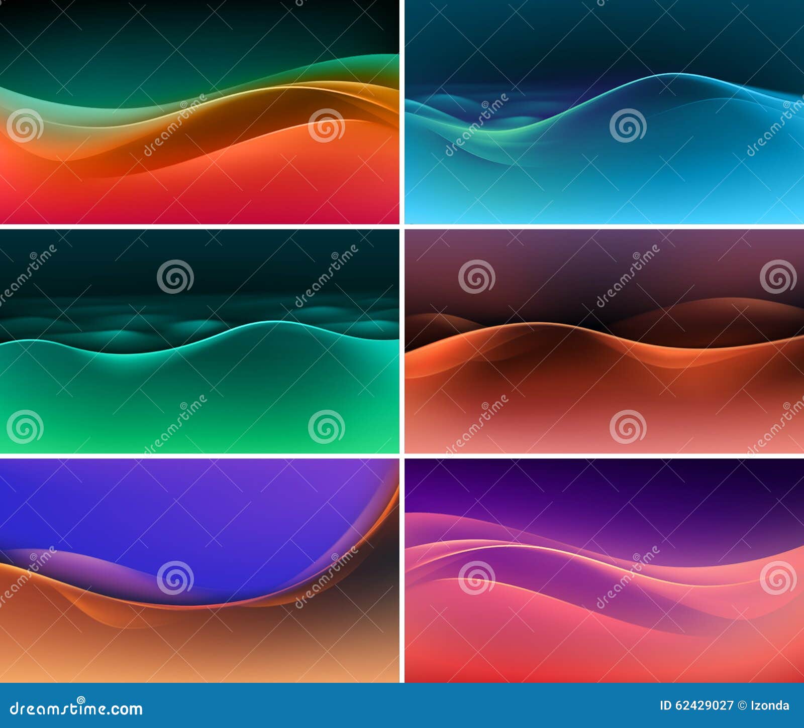 Vector Set of Abstract Colorful Multicolored Wave Backgrounds Stock ...
