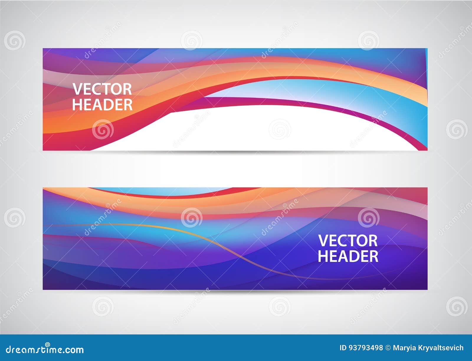 Vector Set of Abstract Colorful Wavy Headers, Water Flow Banners. Use ...