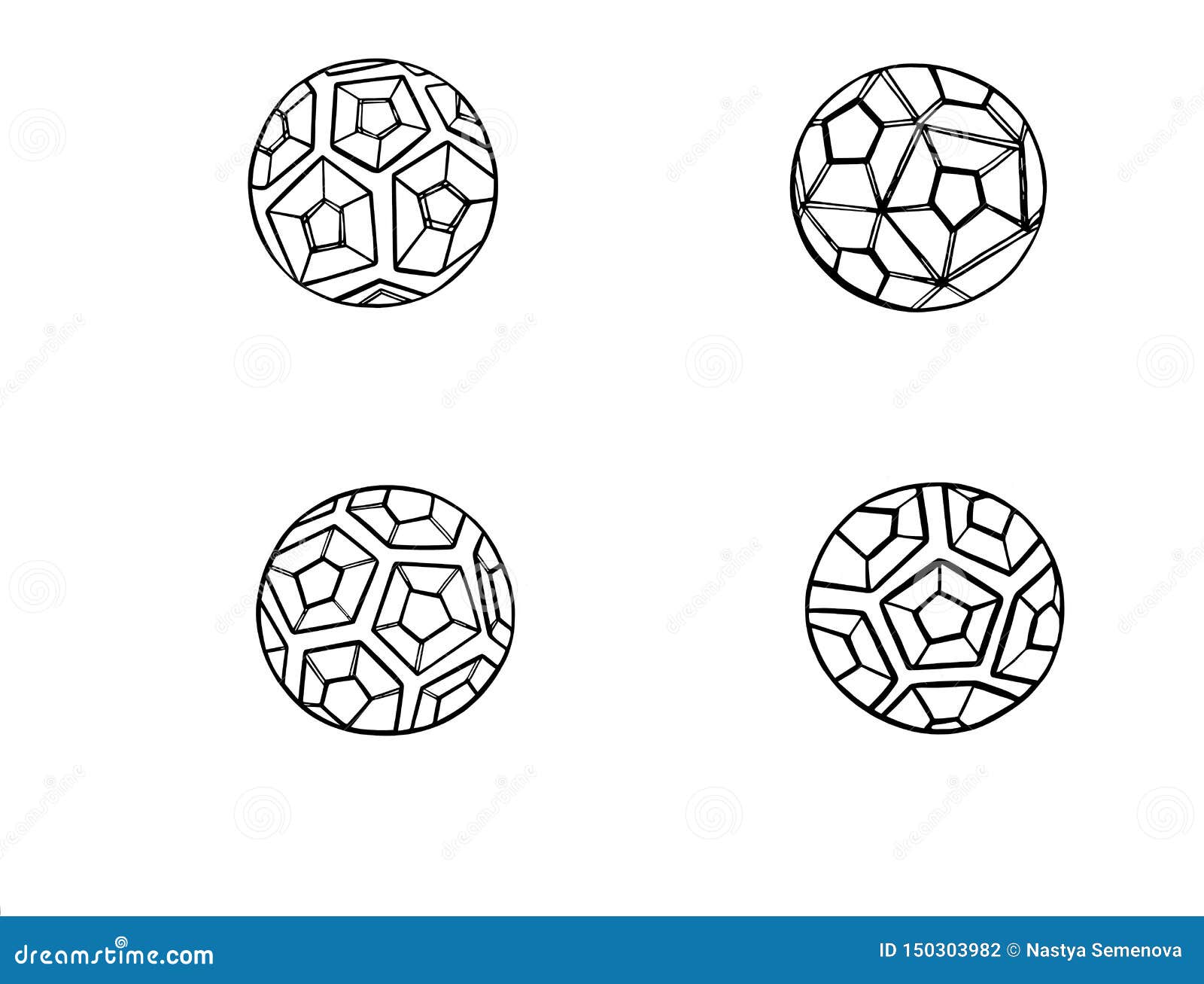 Vector Set of the Abstract Contour Soccer Ball Stock Vector ...