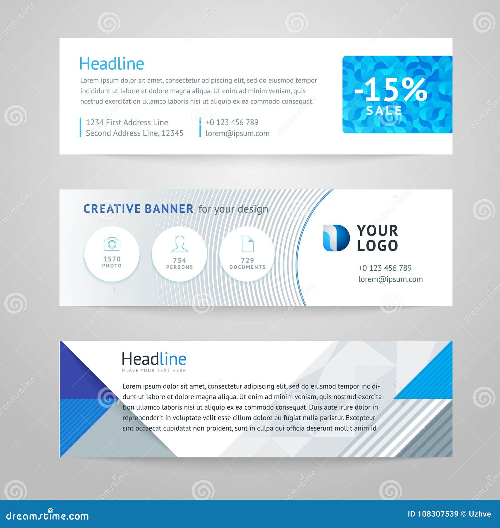 Vector Set of Abstract Design Templates Horizontal Banner Stock Vector ...