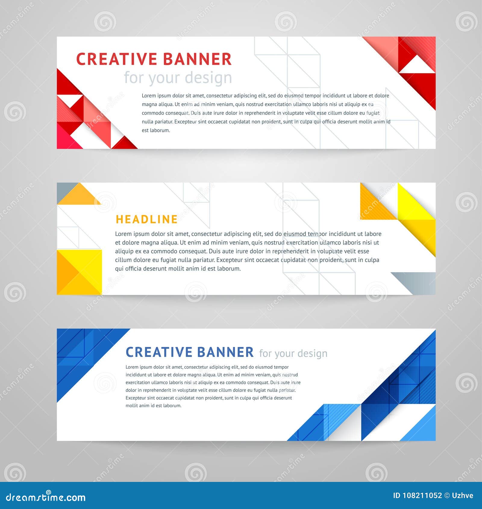Vector Set of Abstract Design Templates Horizontal Banner Stock Vector ...