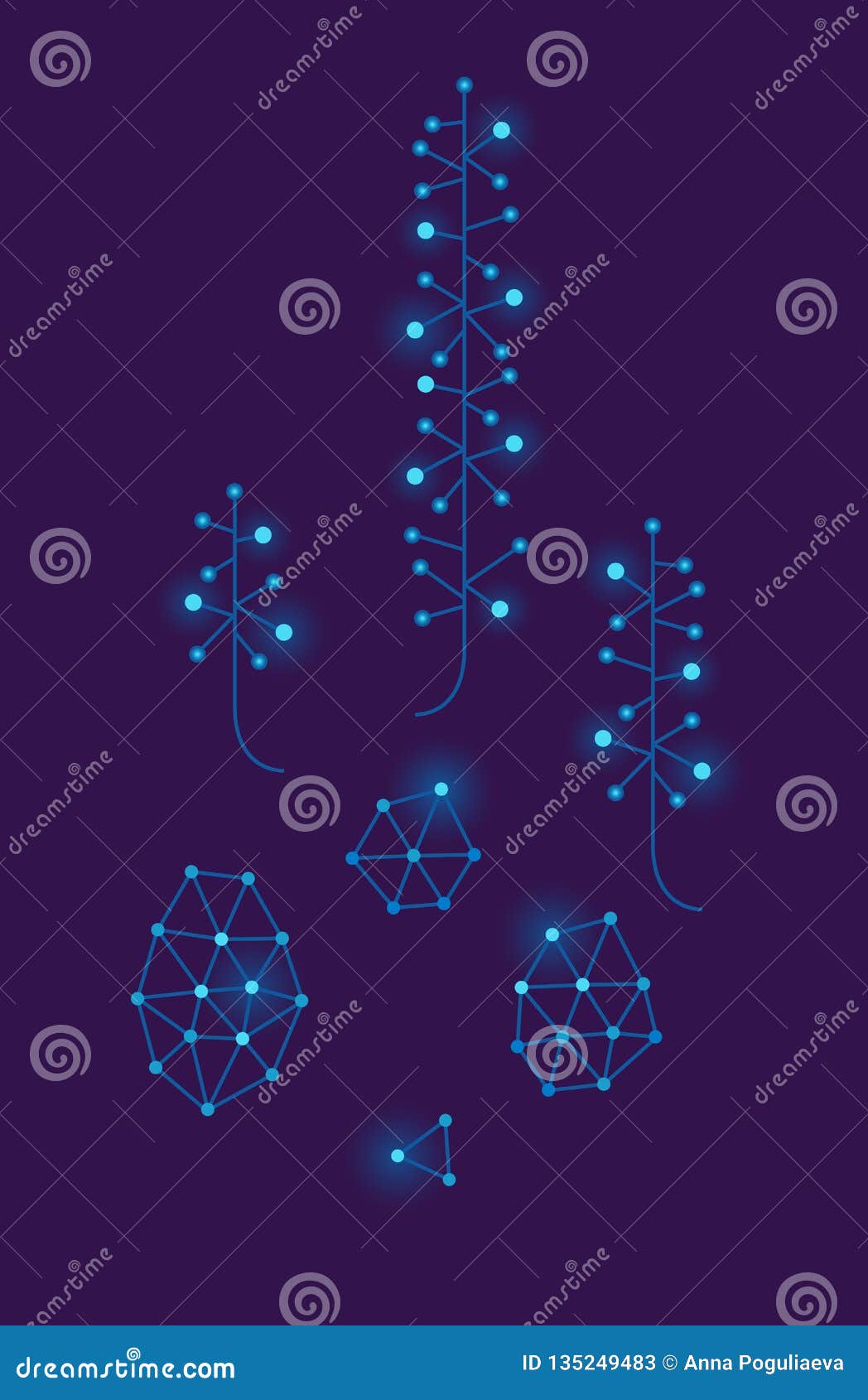 Vector Set with Abstract Glowing Elements Stock Vector - Illustration ...