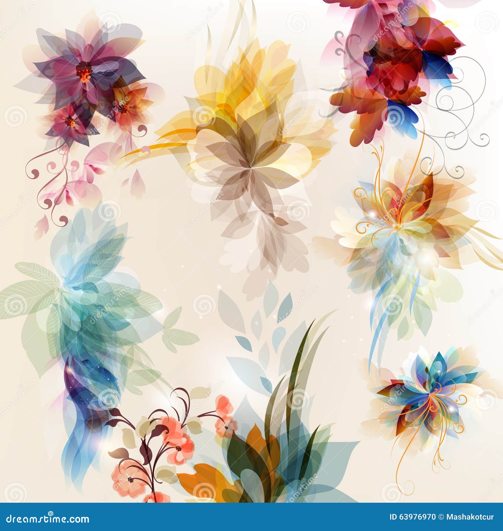 Vector Set of Abstract Floral Elements for Design Stock Vector ...