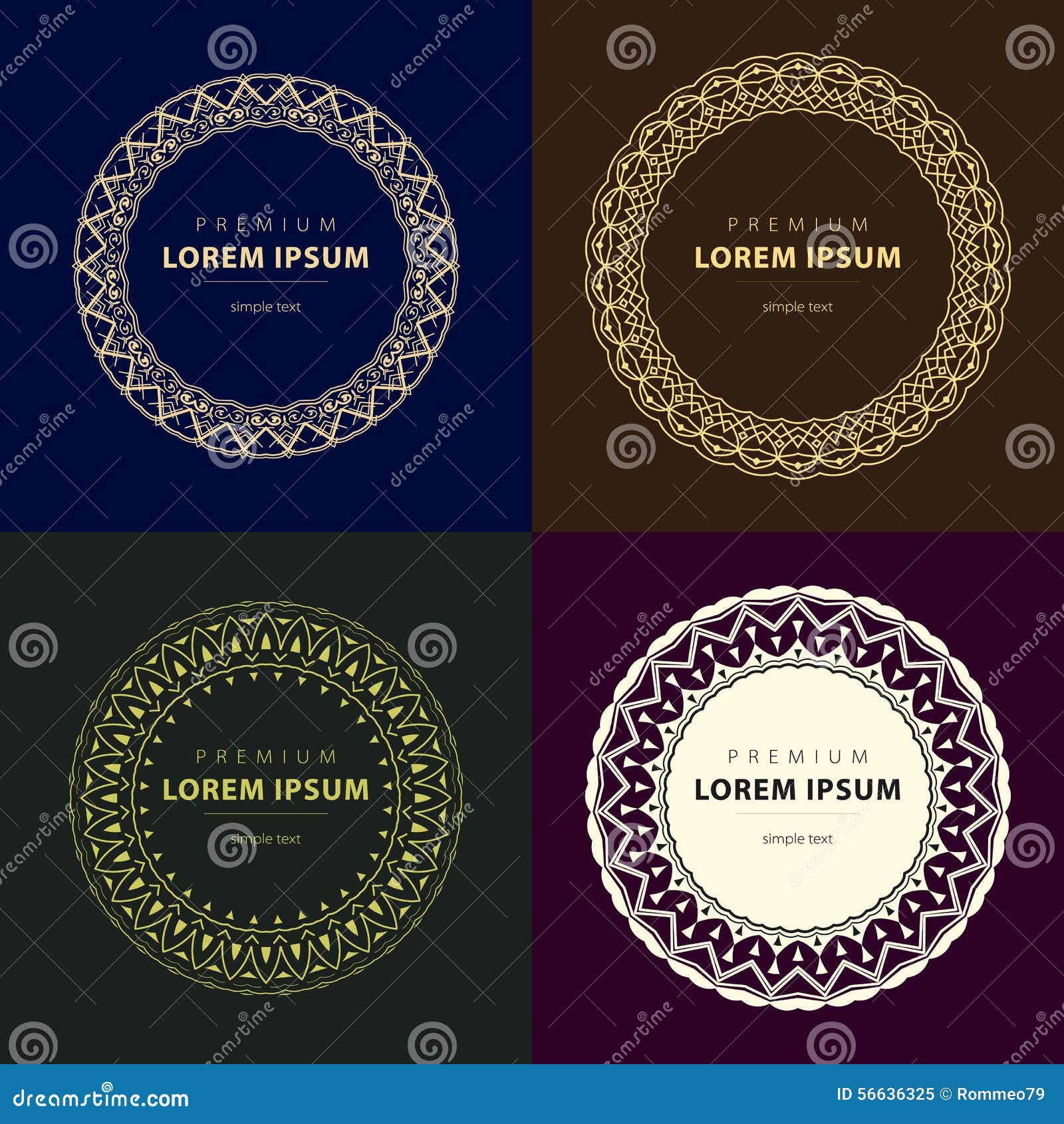 Vector Set Abstract Frames Logo Templates Line Style Stock Vector ...