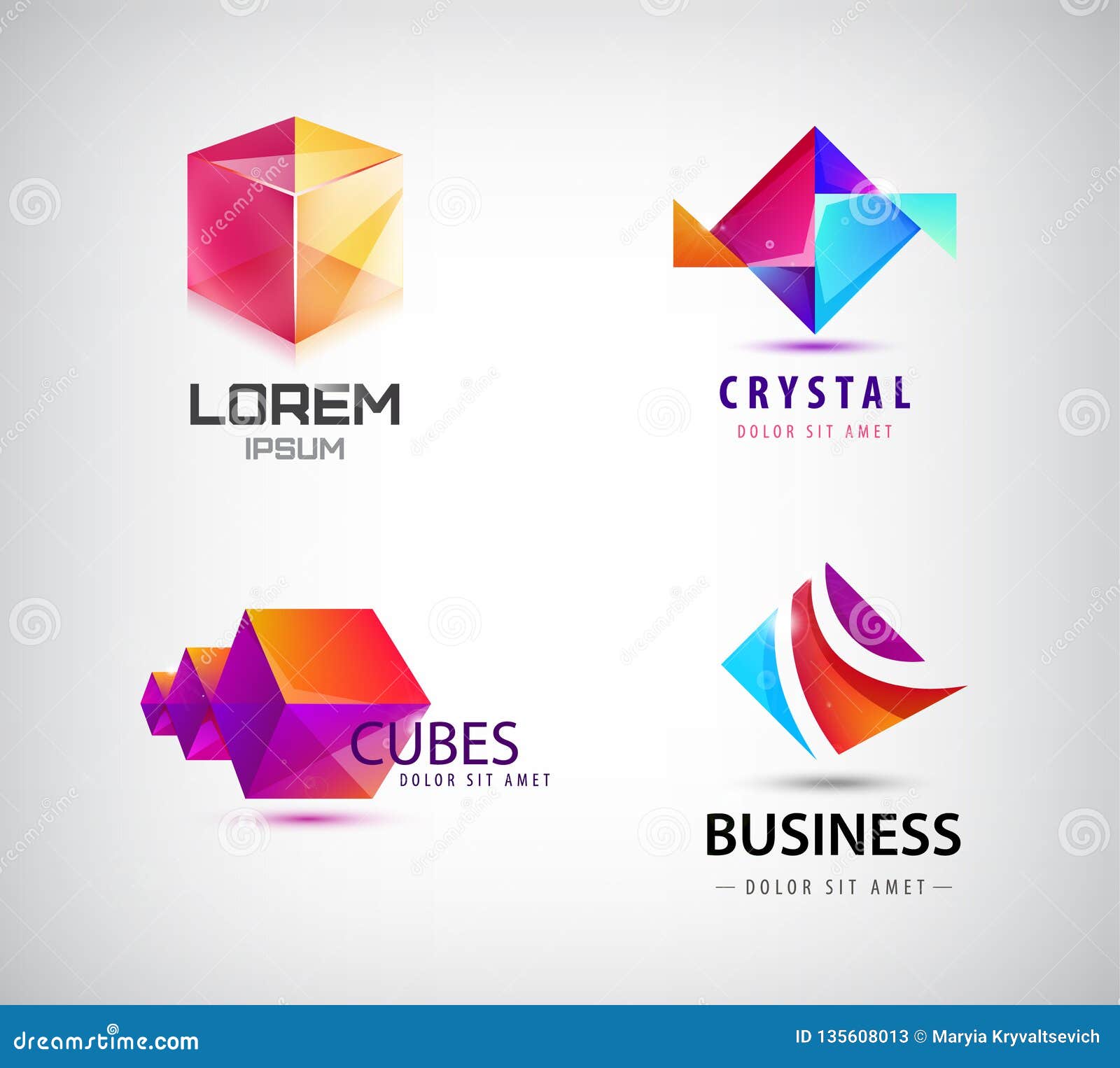 Vector Set of Abstract Geometric 3d Logos, Shapes. Crystal Facet ... Vector Set of Abstract Geometric 3d Logos, Shapes. Crystal Facet ...