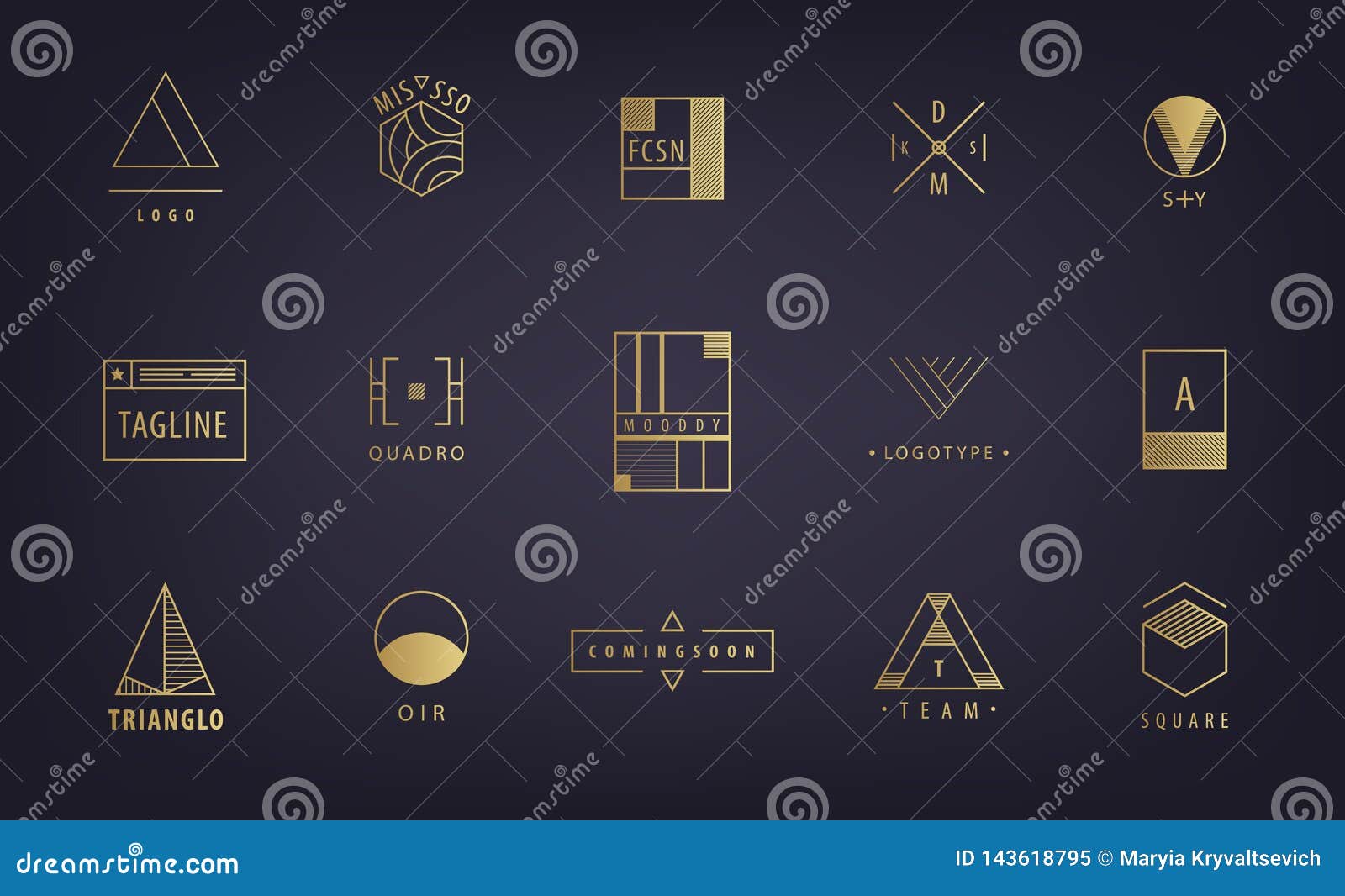 Vector Set of Abstract Geometric Logos. Forms, Badges with Text Space ...