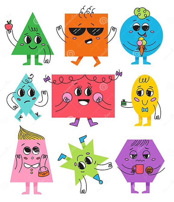 Vector Set of Abstract Geometric Shapes Characters Stock Vector ...