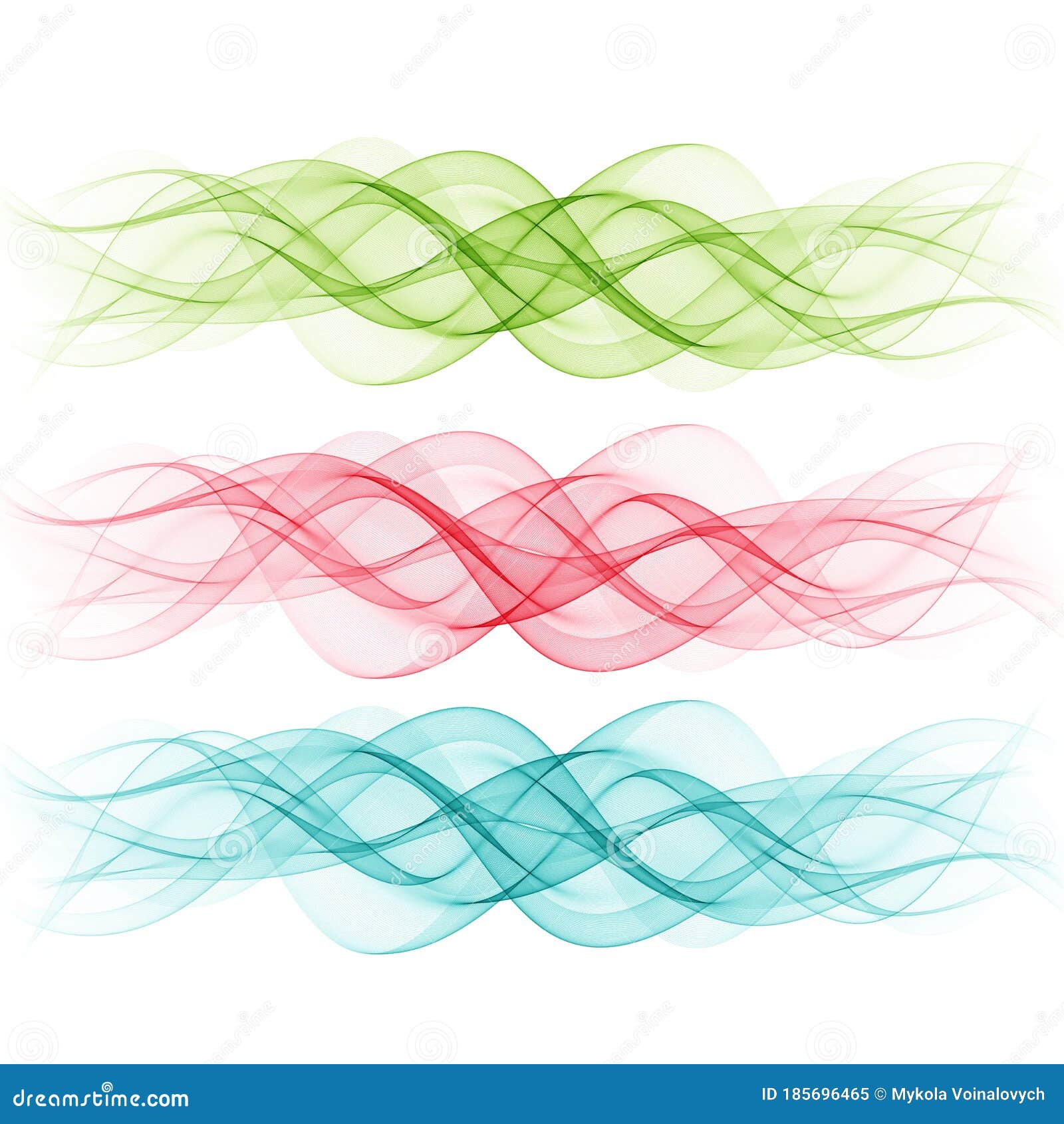 Vector Set Abstract Horizontal Wave Pattern. Blue Wave. Green Wave. Red ...