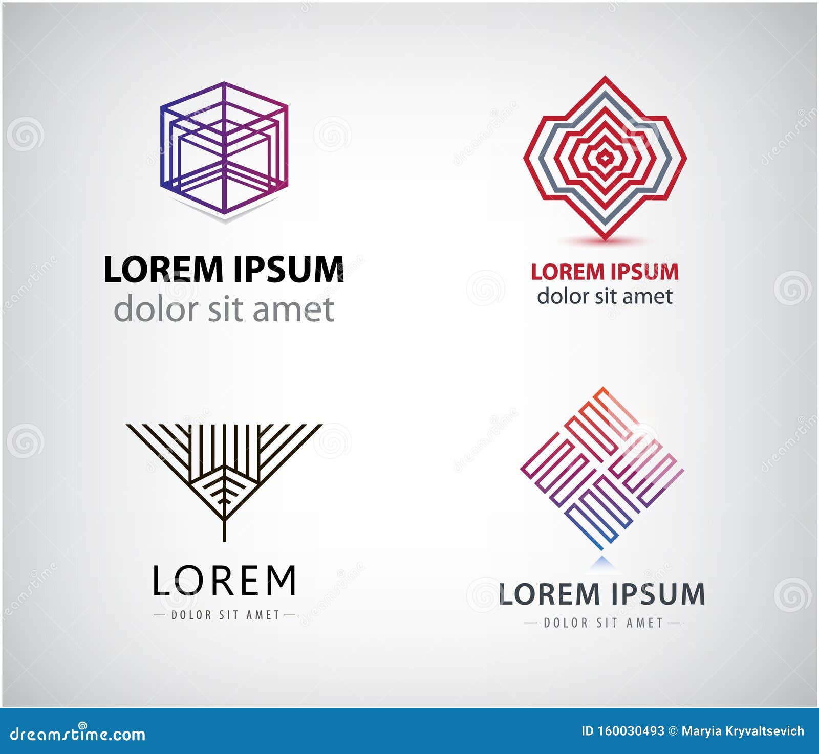 Line Art Logos Templates. Abstract Linear Logotypes. Colorful Geometric ...