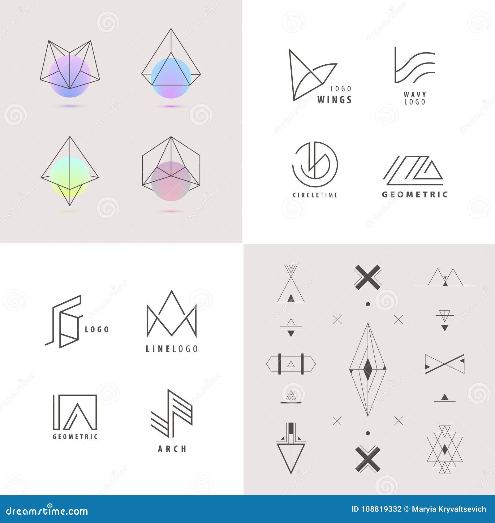 Vector Set of Abstract Linear Logos Stock Vector - Illustration of ...