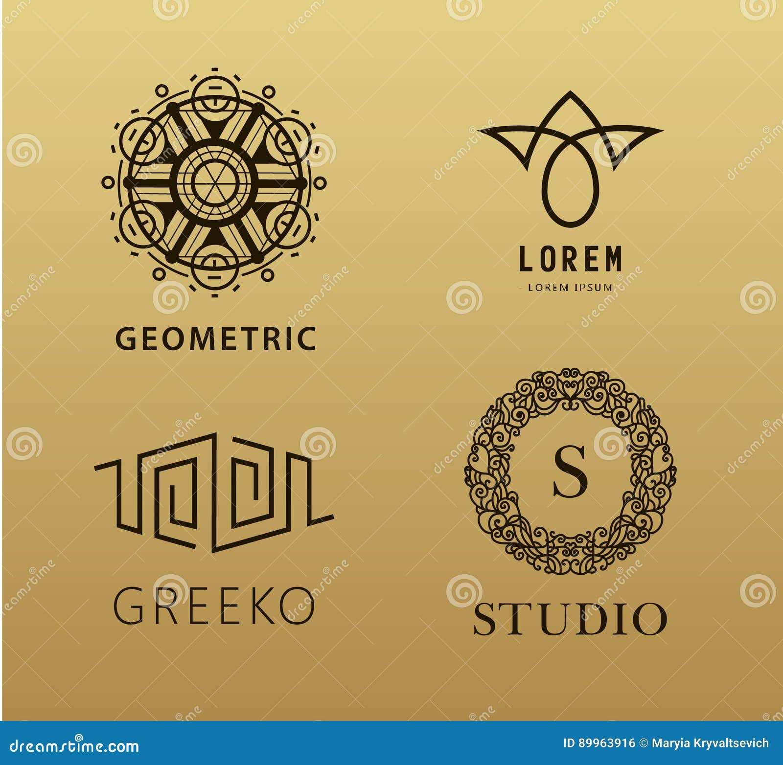 Vector Set of Abstract Linear, Monogram Logos Stock Vector ...