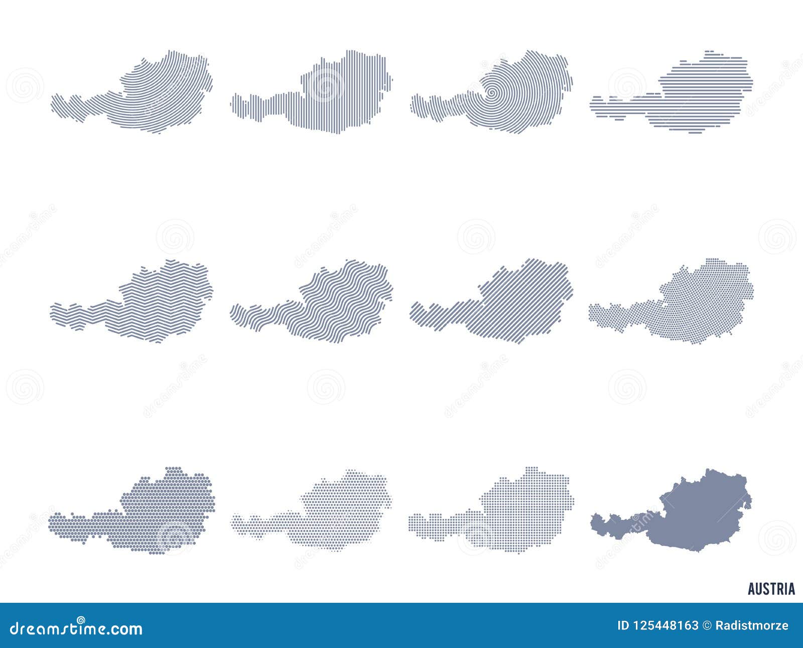Vector Set of Abstract Maps of Austria in Different Styles. Stock ...
