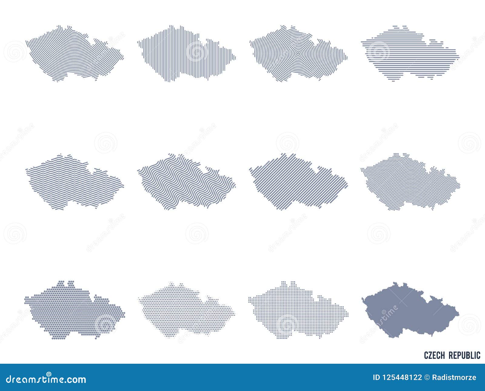 Vector Set of Abstract Maps of Czech Republic in Different Styles ...