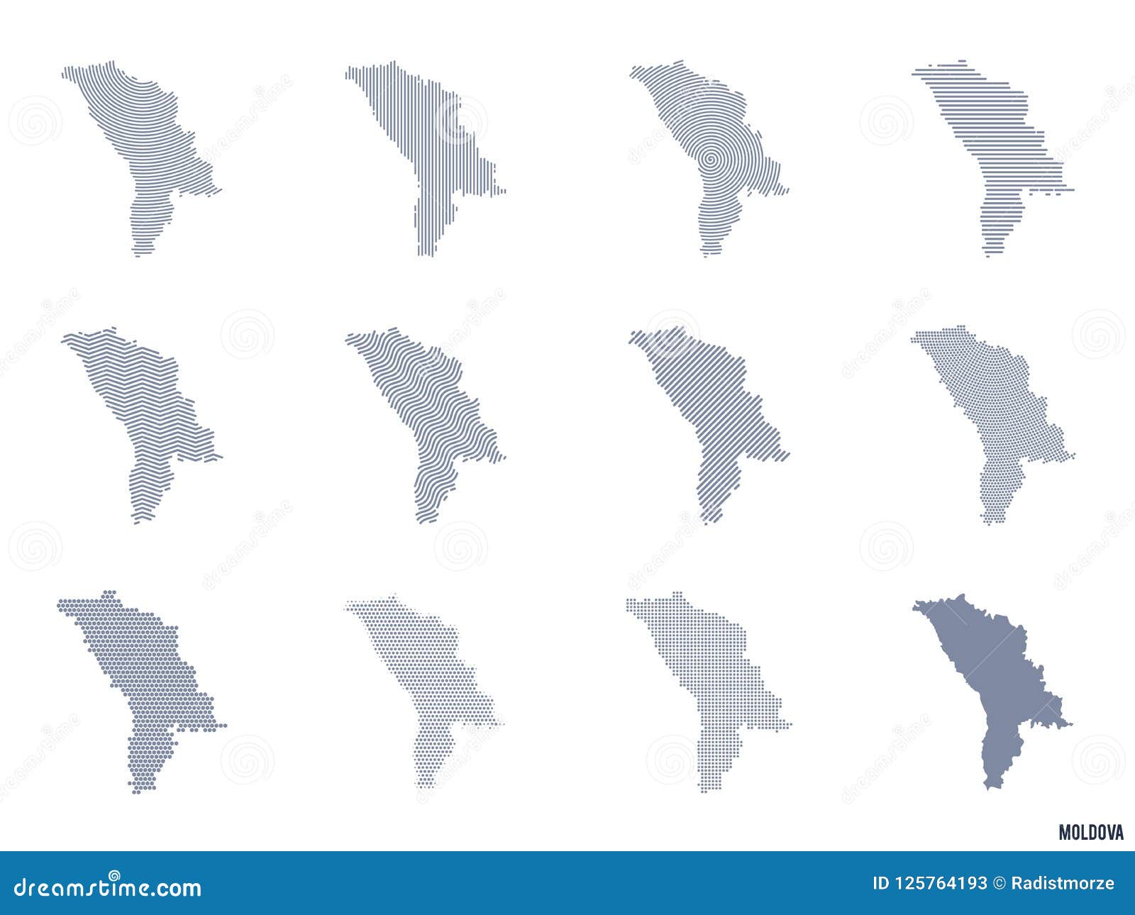 Vector Set of Abstract Maps of Moldova in Different Styles. Stock ...