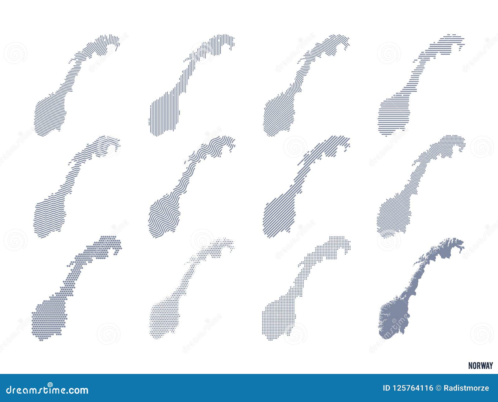 Vector Set of Abstract Maps of Norway in Different Styles. Stock ...