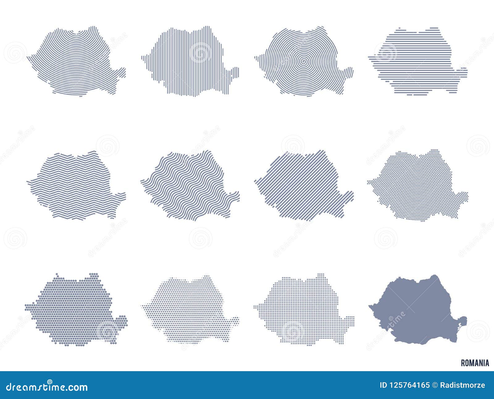 Vector Set of Abstract Maps of Romania in Different Styles. Stock ...