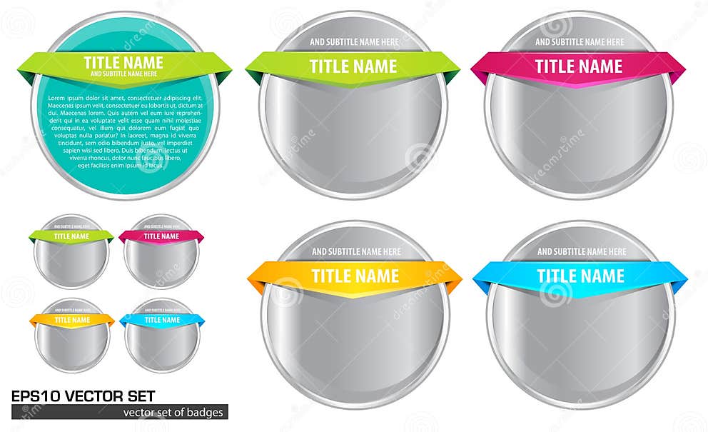 Vector Set of Abstract Metal Badges Banners Stock Vector - Illustration ...