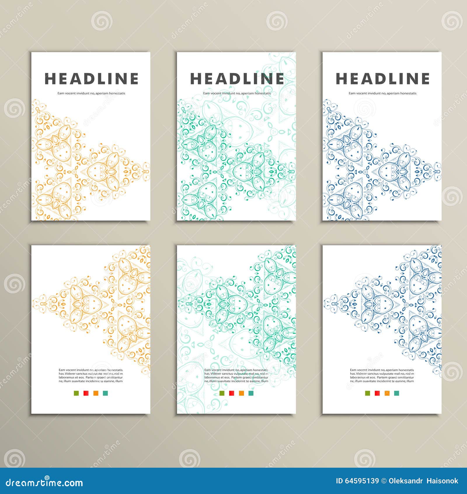 Vector Set with Abstract Pattern Stock Vector - Illustration of ...