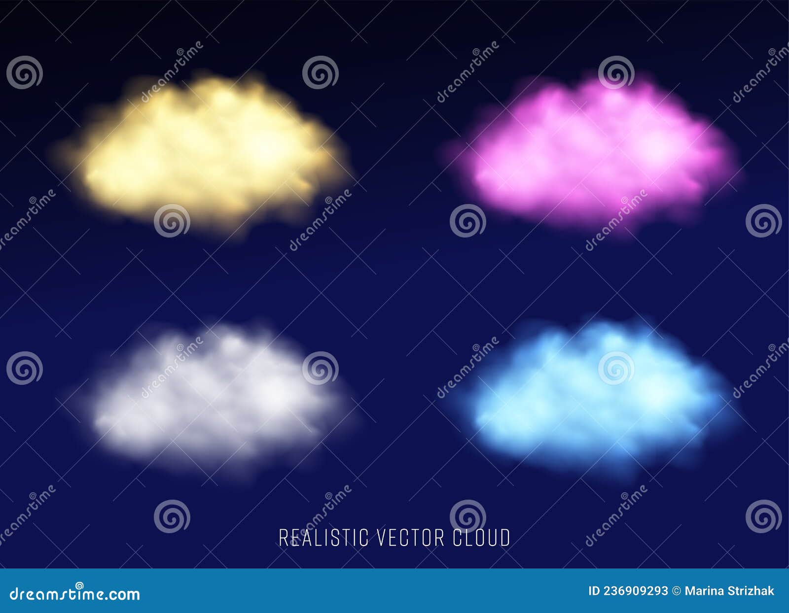 Vector Set Abstract Realistic Fog Cloud Design Element Stock Vector ...