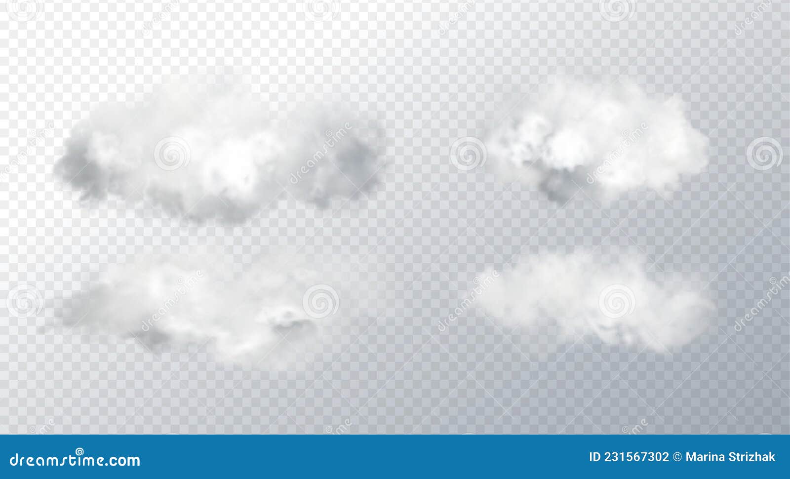 Vector Set Abstract Realistic Fog Cloud Design Element Stock Vector ...