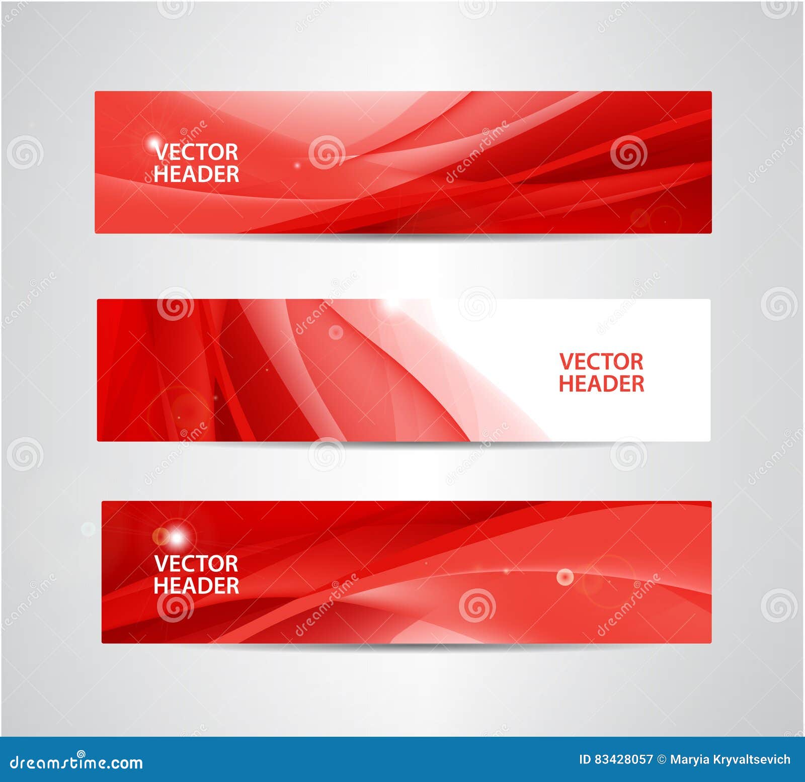 Vector Set of Abstract Silk Wavy Headers, Red Banners. Stock Vector ...