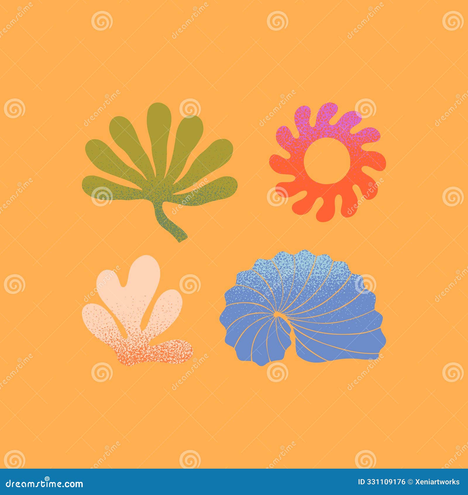 Vector Set of Abstract Summer Nature Elements Stock Illustration ...