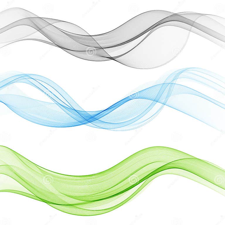 Vector Set Abstract Wave Pattern. Blue Wave. Green Wave. Gray Wave ...
