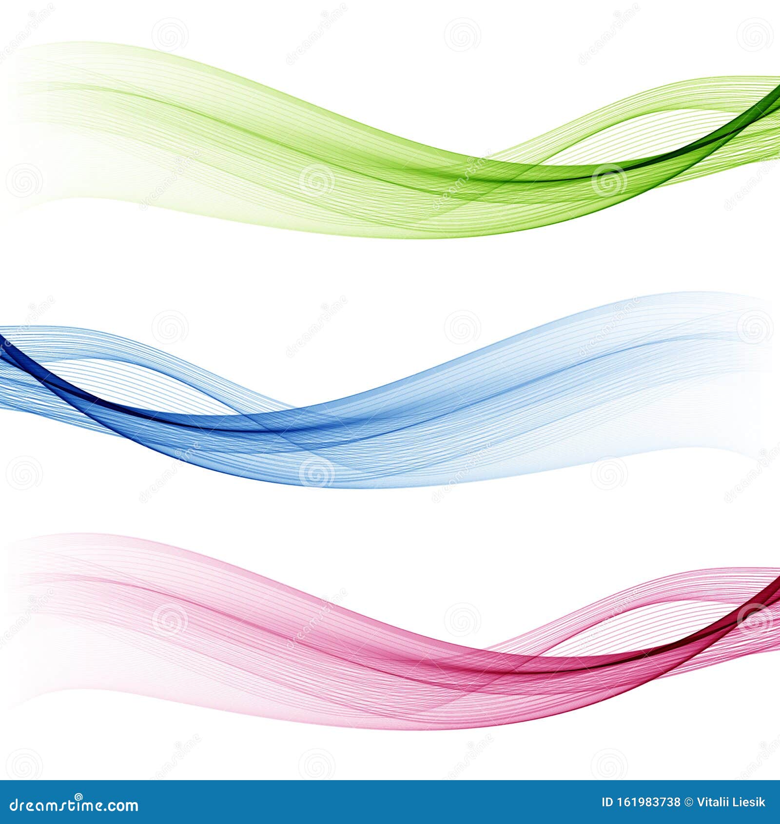 Vector Set Abstract Wave Pattern. Blue Wave. Green Wave. Red Wave ...