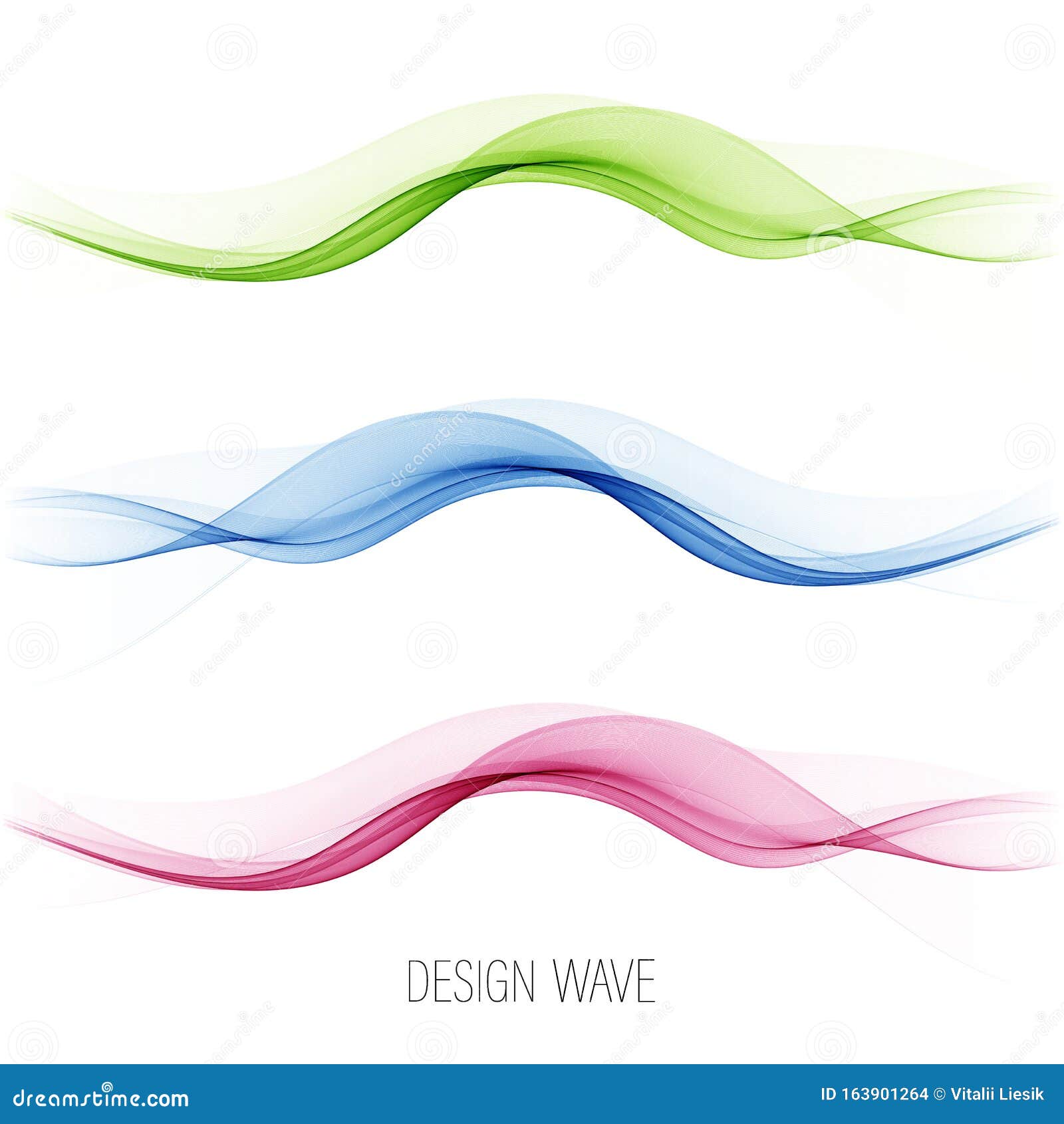 Vector Set Abstract Wave Pattern. Blue Wave. Green Wave. Red Wave ...