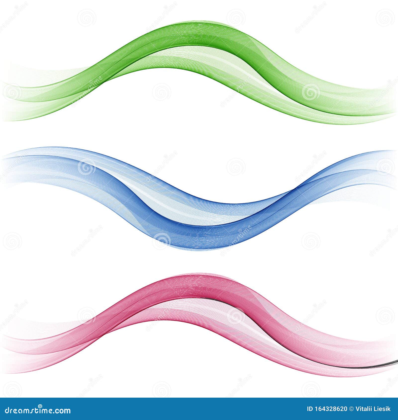 Vector Set Abstract Wave Pattern. Blue Wave. Green Wave. Red Wave ...