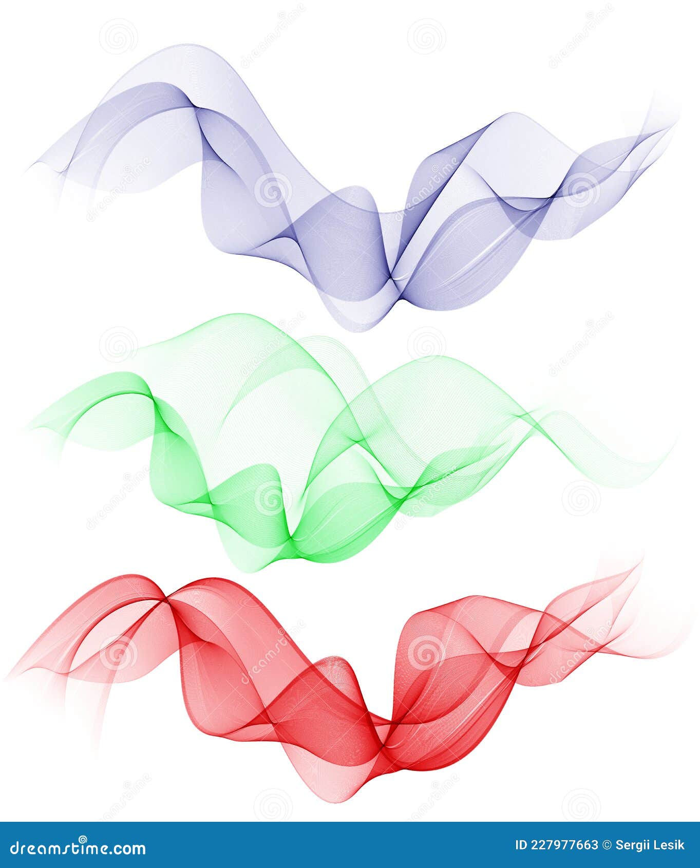 Vector Set Abstract Wave Pattern. Blue Wave. Green Wave. Red Wave ...