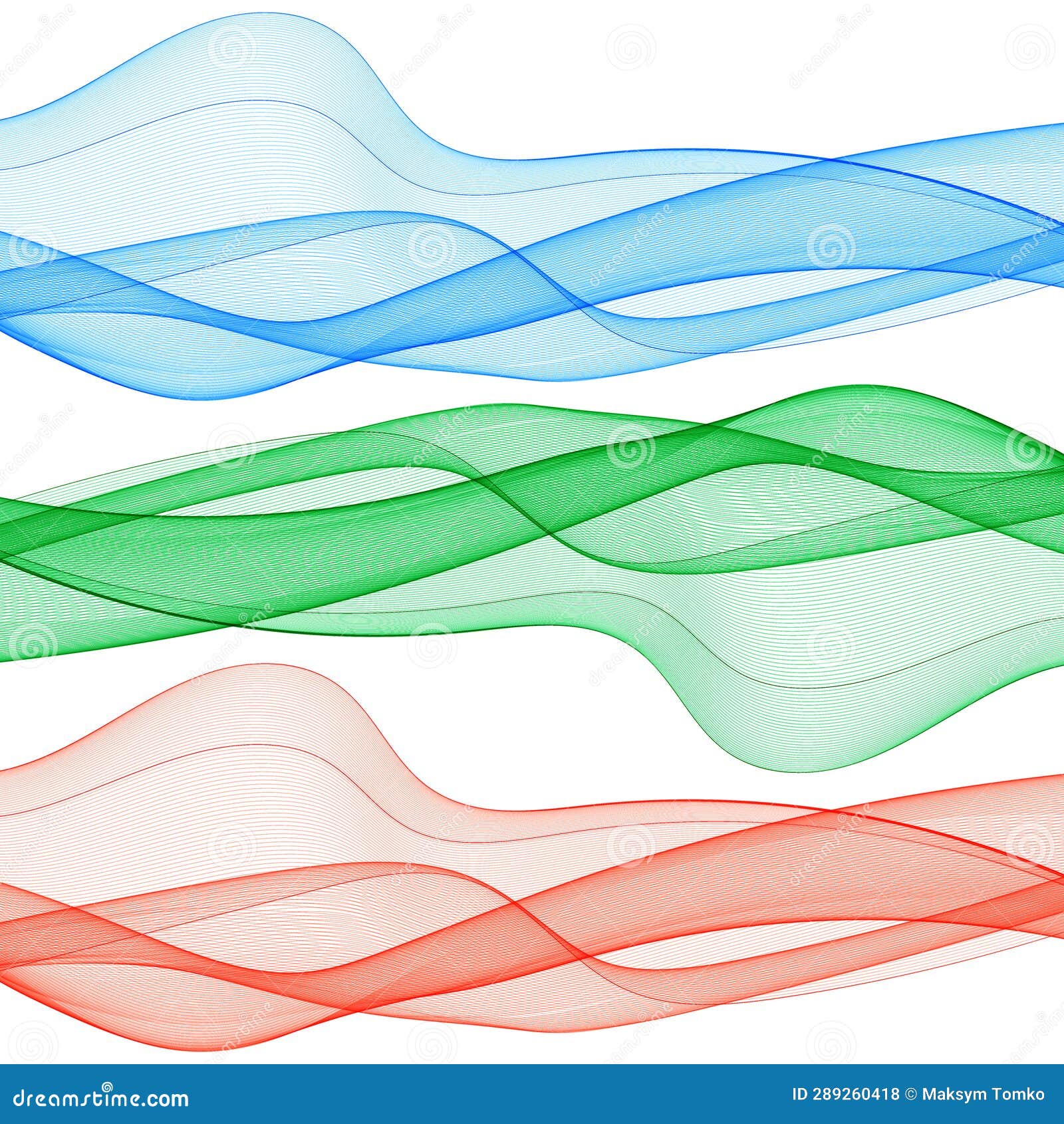 Vector Set of Abstract Wave Pattern. Blue, Red, Green Waves. Eps 10 ...