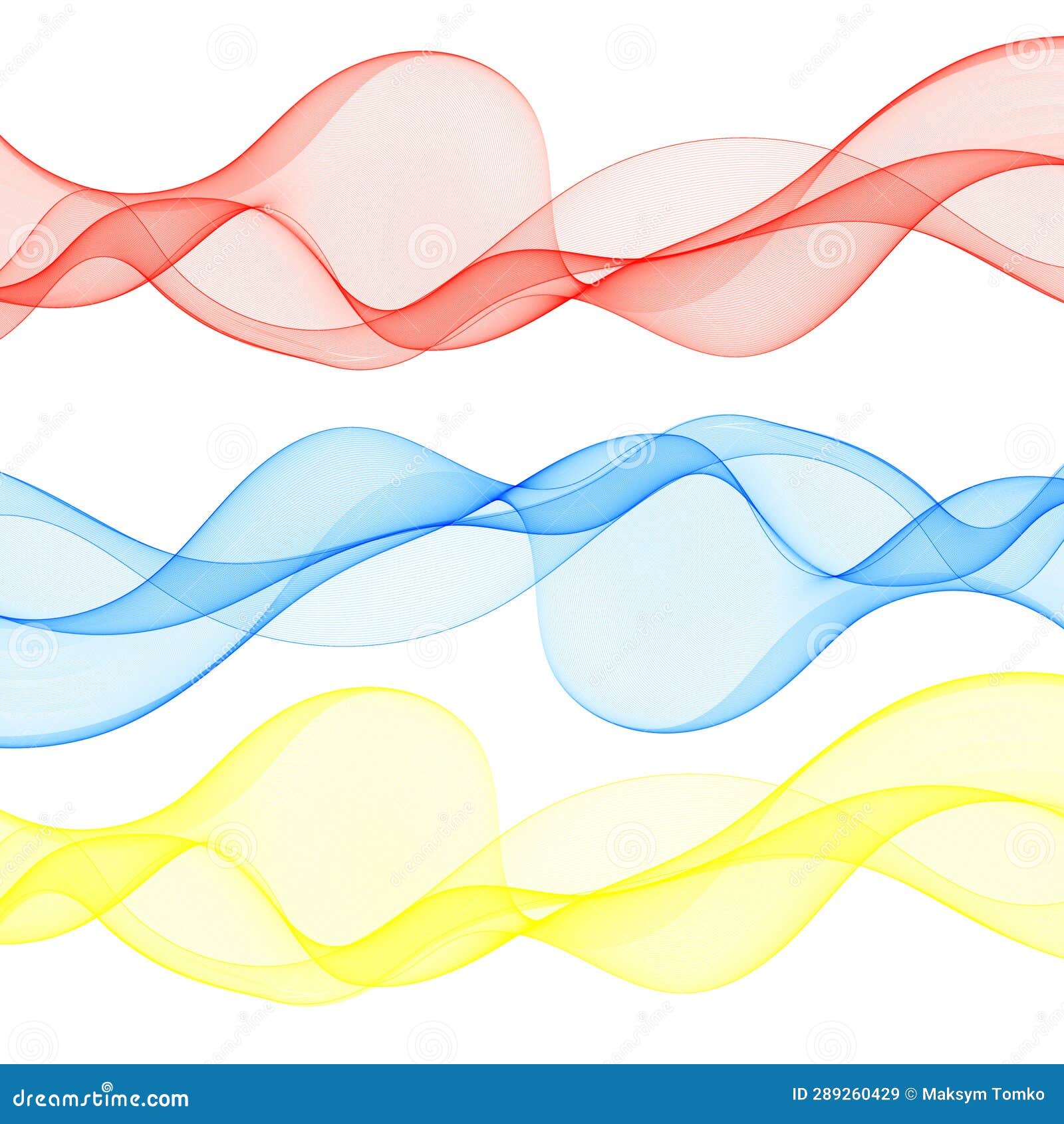 Vector Set of Abstract Wave Pattern. Blue, Red, Yellow Waves. Eps 10 ...