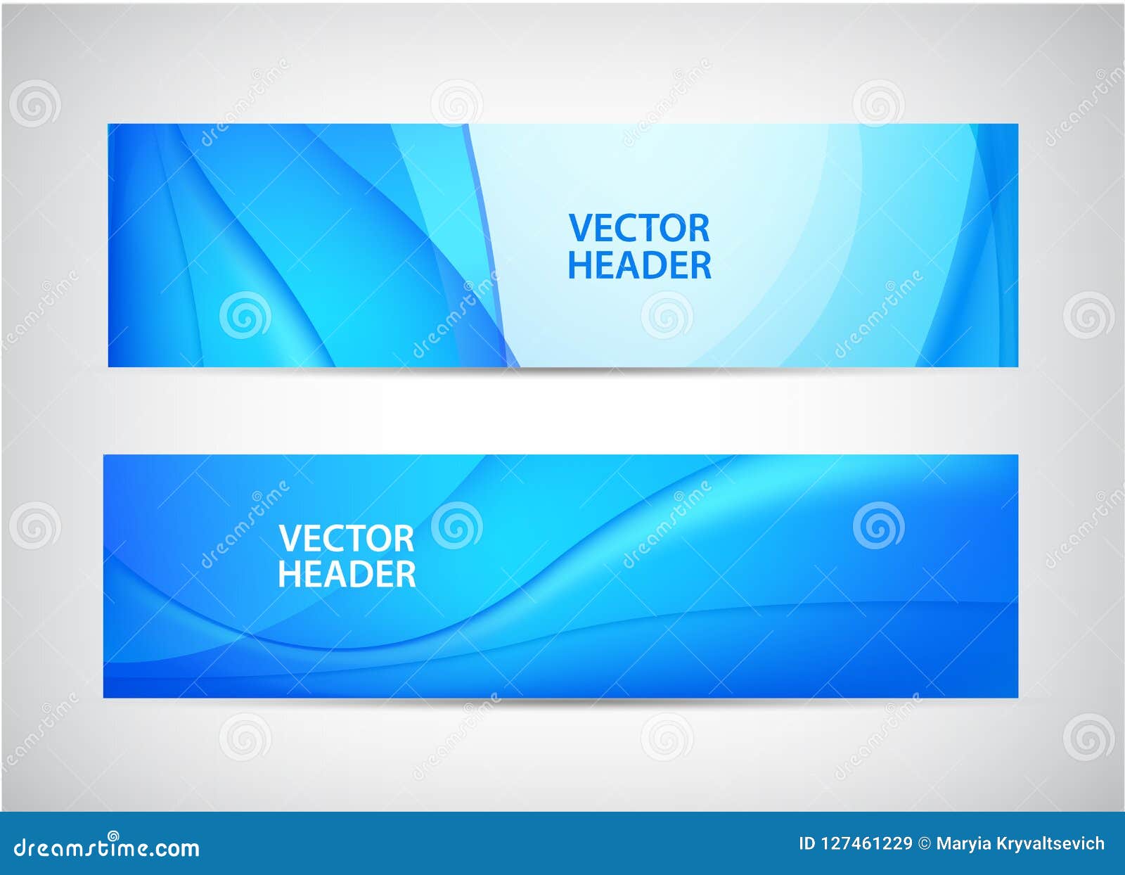 Vector Set of Abstract Wavy Horizontal Headers, Web Banners. Water Flow ...