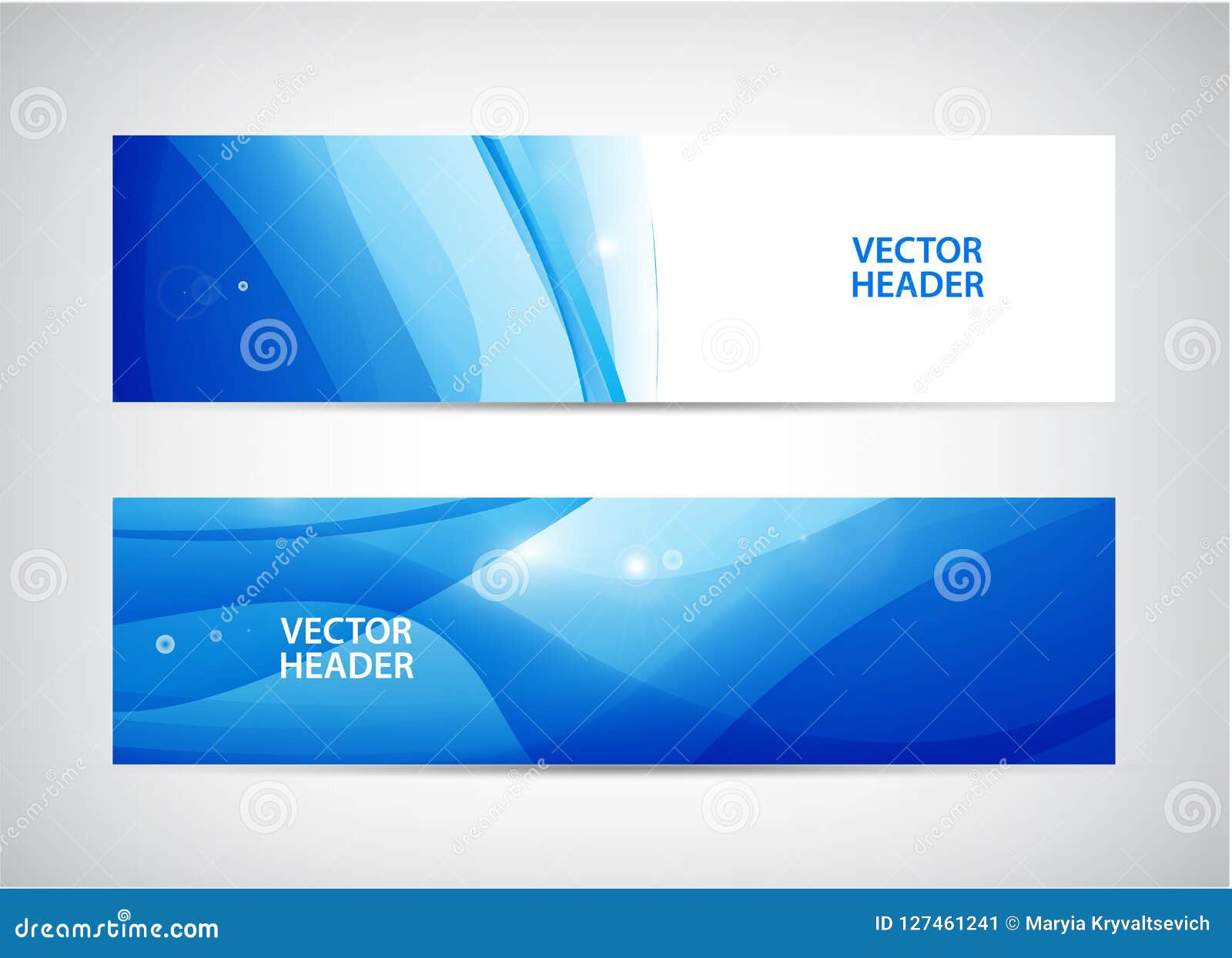 Vector Set of Abstract Wavy Horizontal Headers, Web Banners. Water Flow ...
