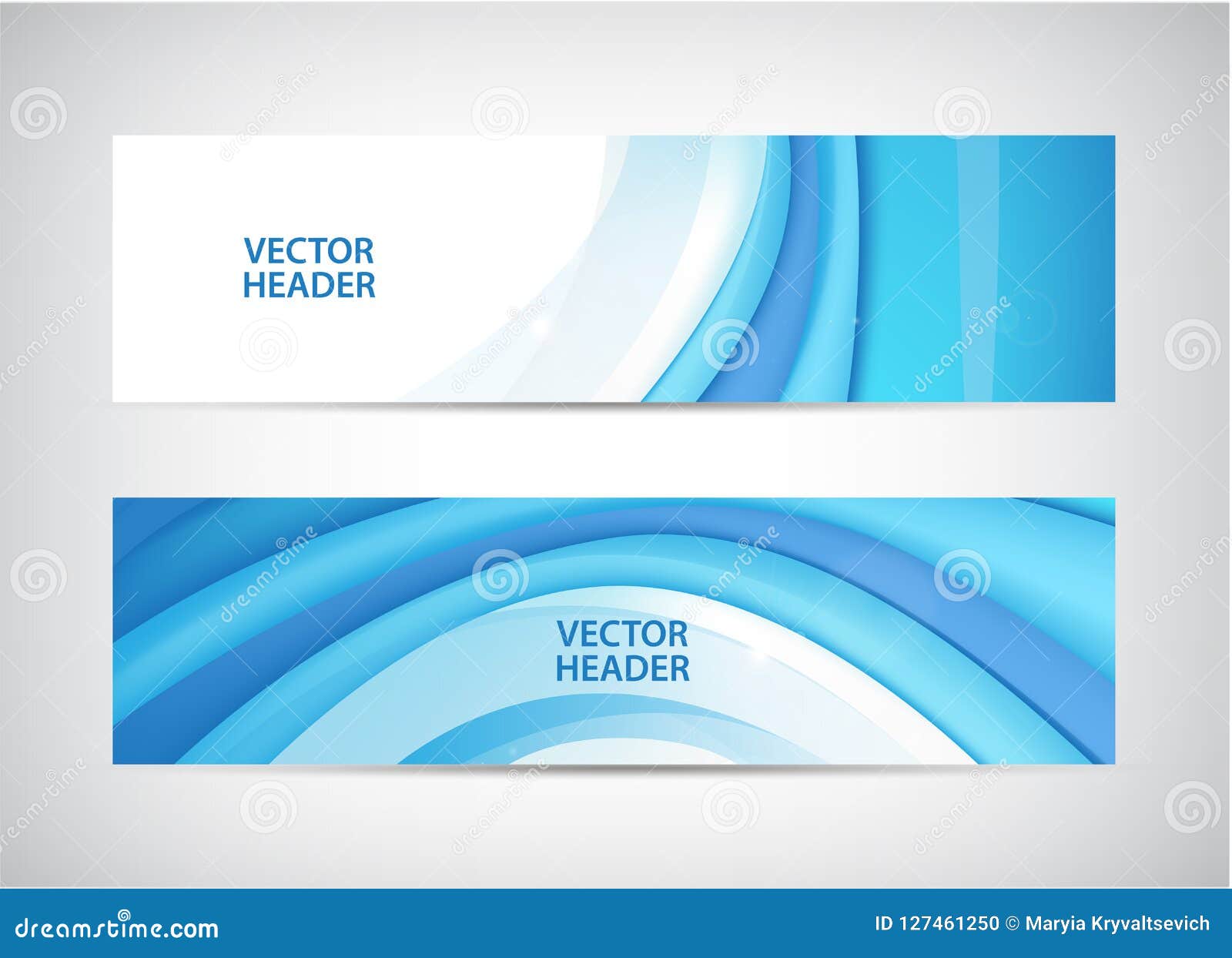 Vector Set of Abstract Wavy Horizontal Headers, Web Banners. Water Flow ...